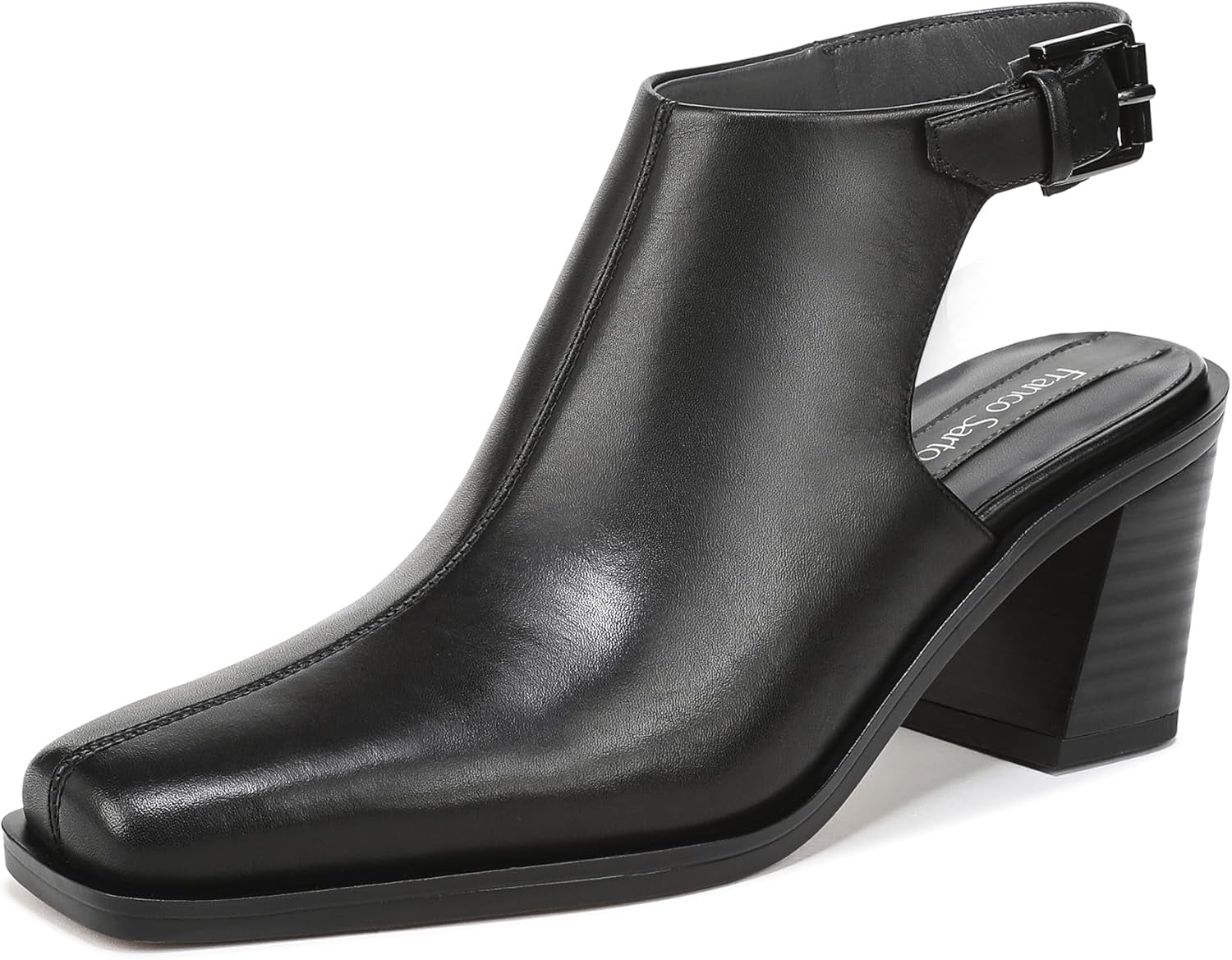 Franco Sarto Women's Isadora Block Heel Slingback Bootie Black Leather ...