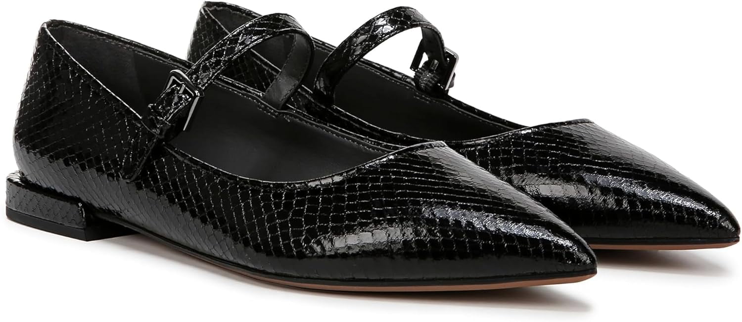 Franco Sarto Women's Nalin Mary Jane Flat Black Snake Print 10M ...