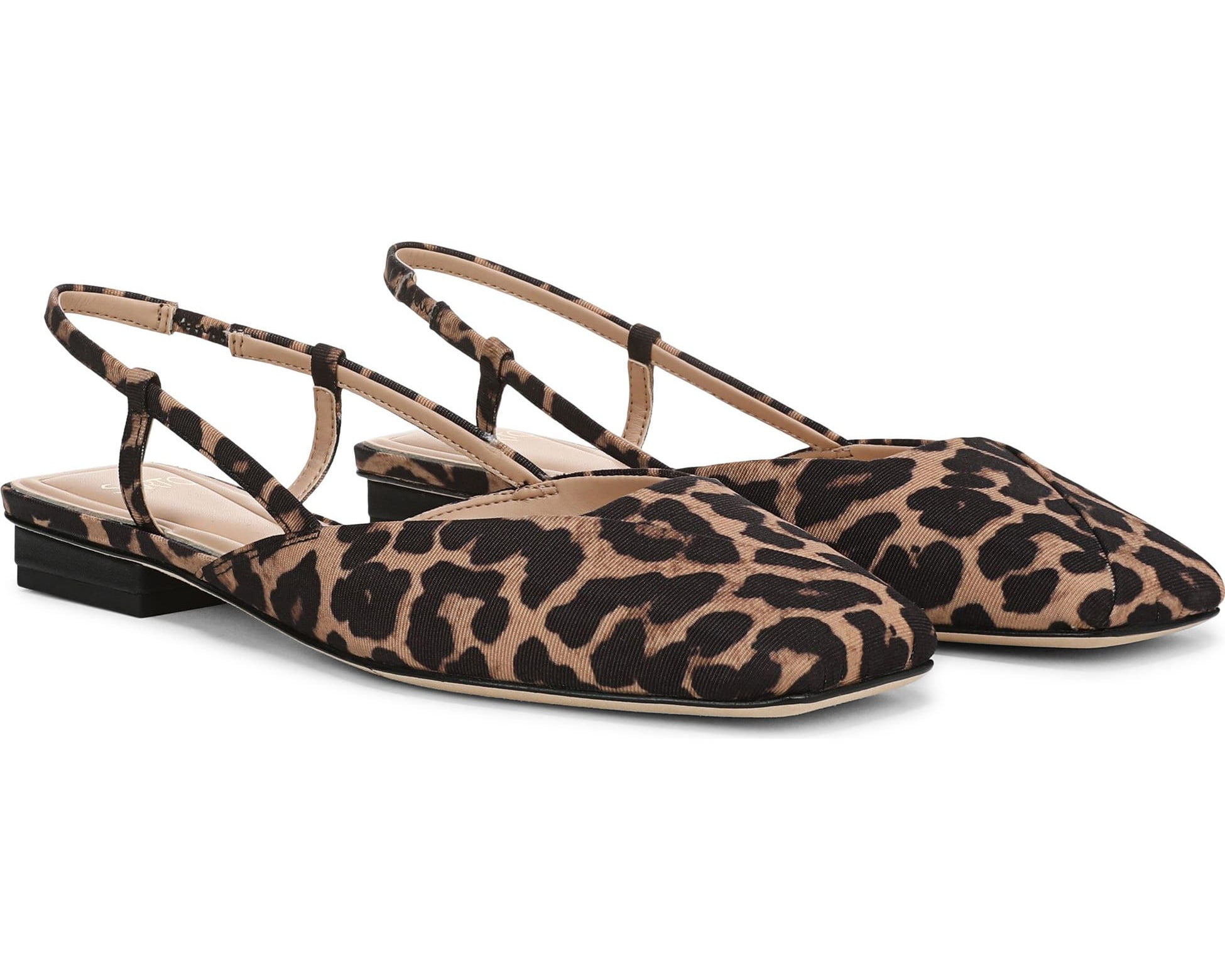 Franco Sarto Women's Telica Slingback Flats Brown Leopard Print Fabric ...