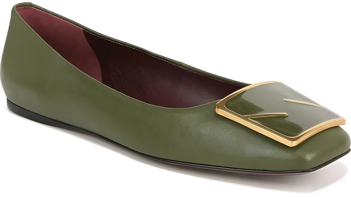 Franco Sarto Womens Army Green Leather Flexa Amaya 3 Ballet Flat 9M ...