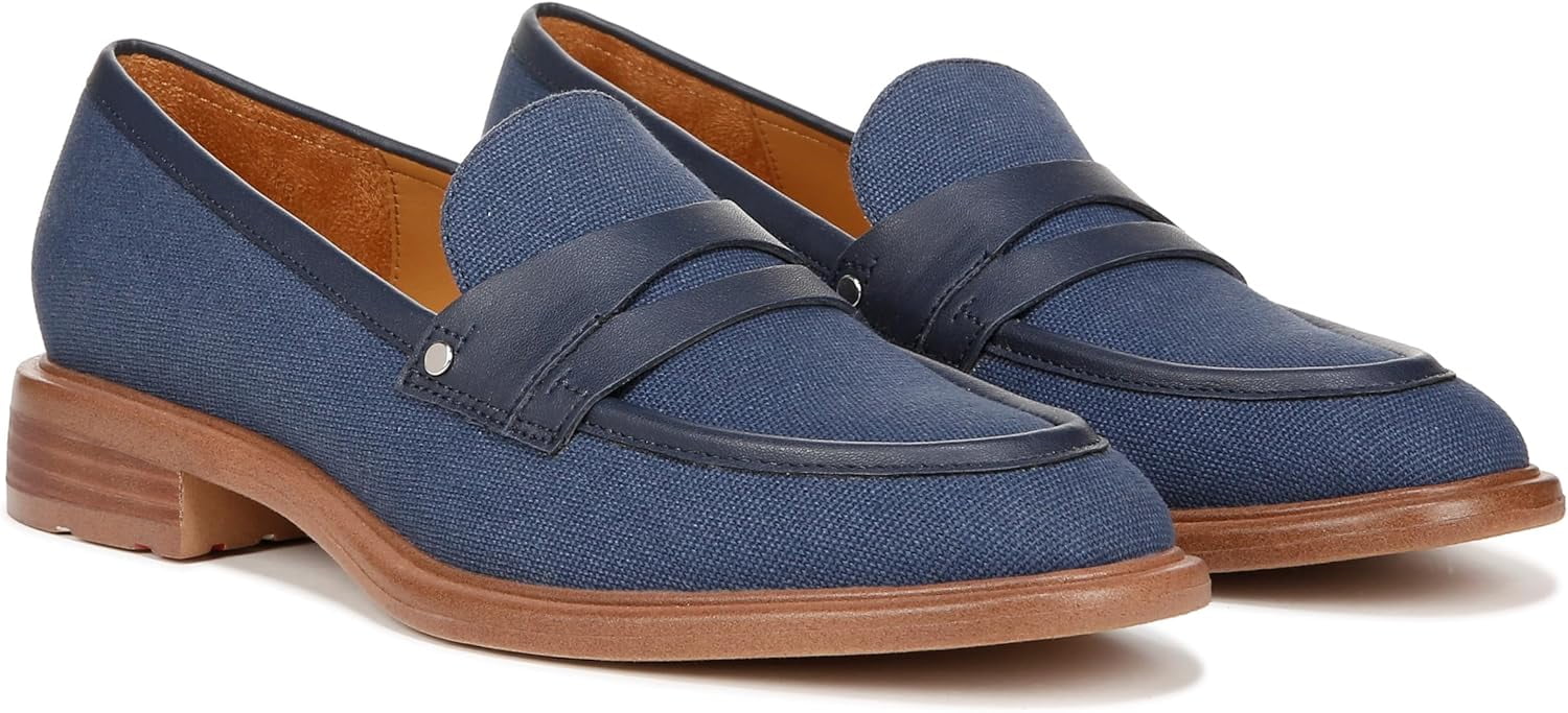 Franco Sarto Womens Edith Penny Loafer Navy Blue Fabric 8M - Walmart.com