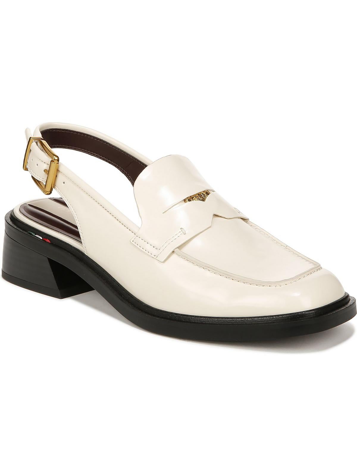 Franco Sarto Womens Giada Slingback Loafer Heel Vanilla White Gloss 9 ...