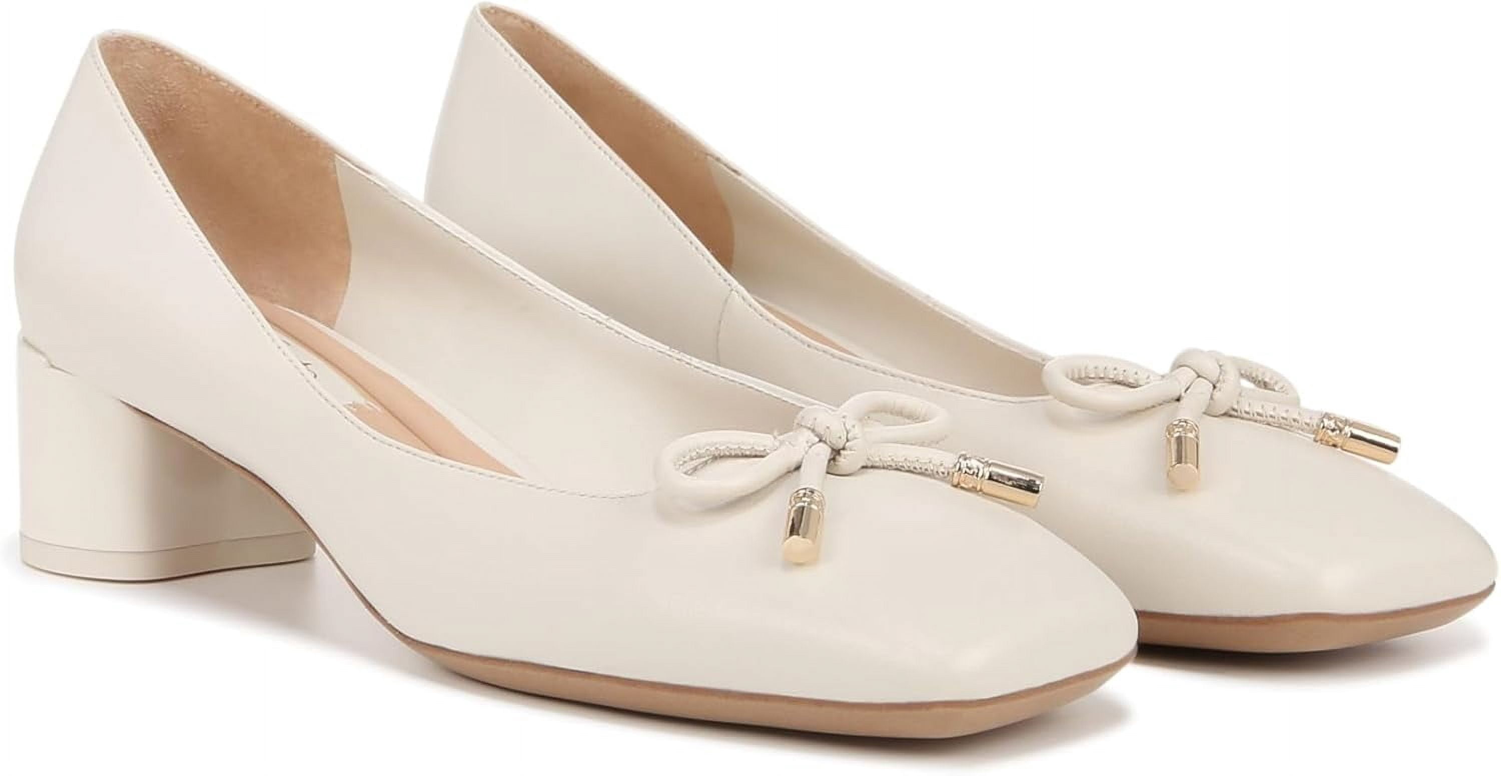 Franco Sarto Womens Natalia Square Toe Heel Pumps Cream White Leather ...
