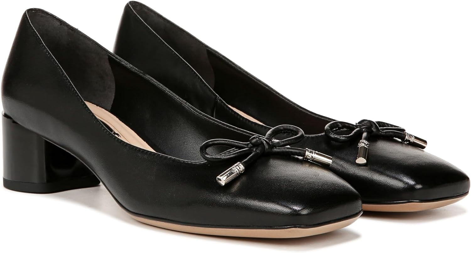 Franco Sarto Womens Natalia Square Toe Heel Pumps Black Leather 11M ...
