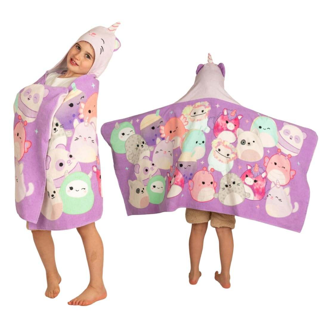 Franco Squishmallows Kids Hooded Towel, 24 in x 50 in, Soft Cotton ...