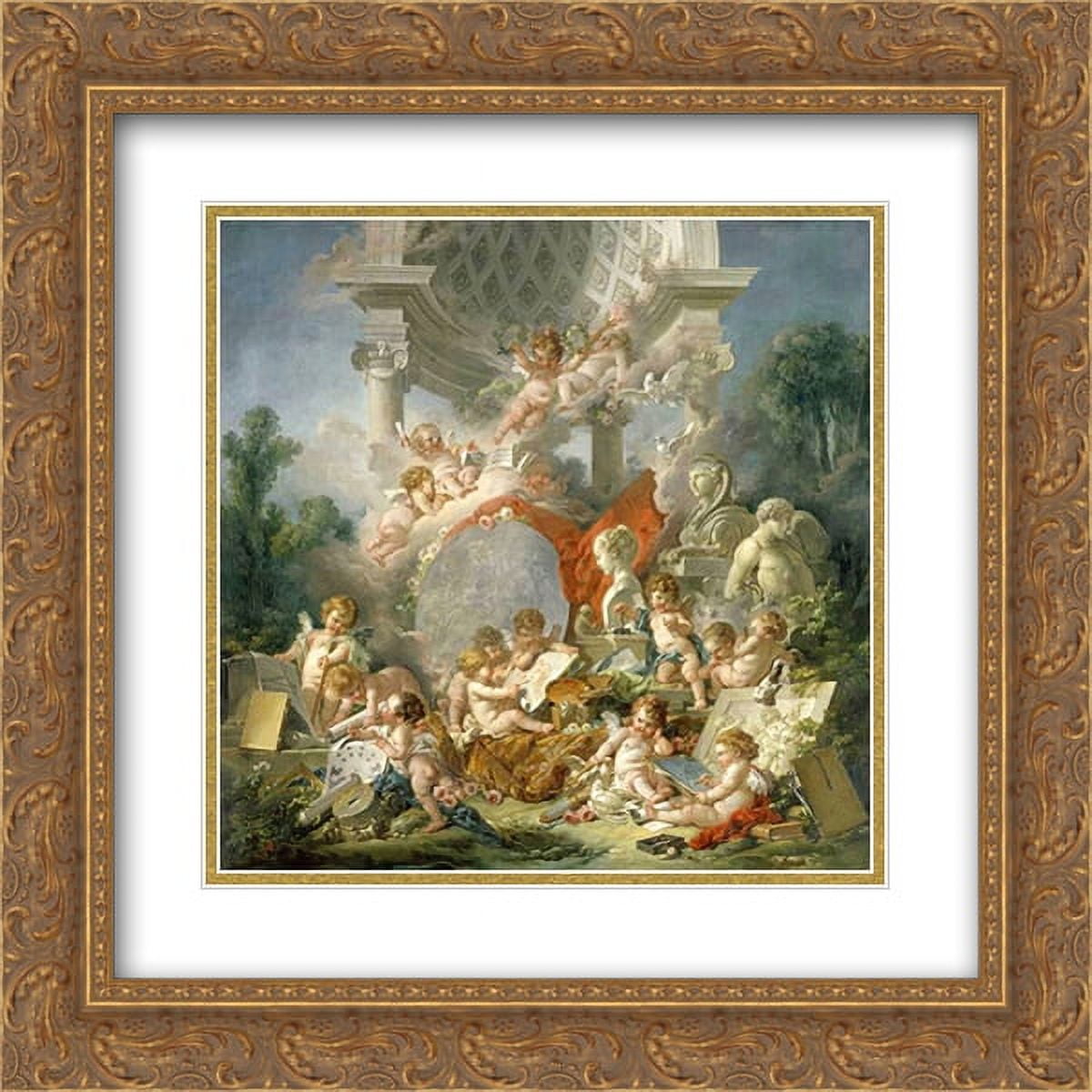 Francois Boucher 2x Matted 20x20 Gold Ornate Framed Art Print 'Geniuses ...