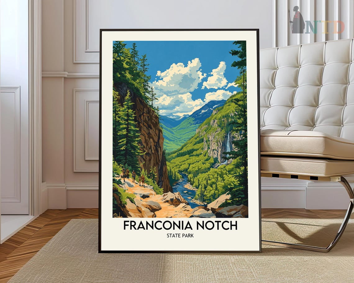 Franconia Notch Poster, Franconia Notch Print, Franconia Notchwhite ...