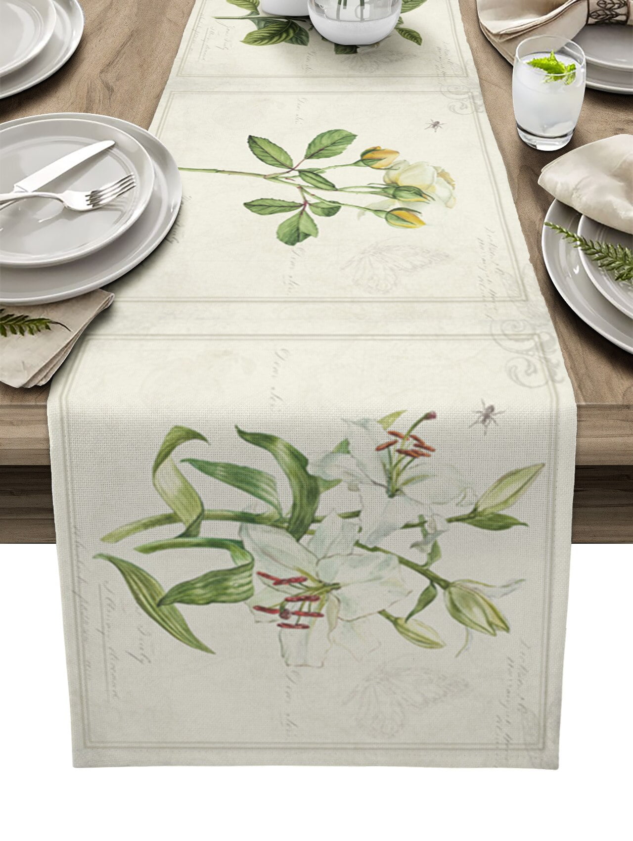 Frangipani Leaves Retro Table Runner Luxury Home Dining Table Coffee ...