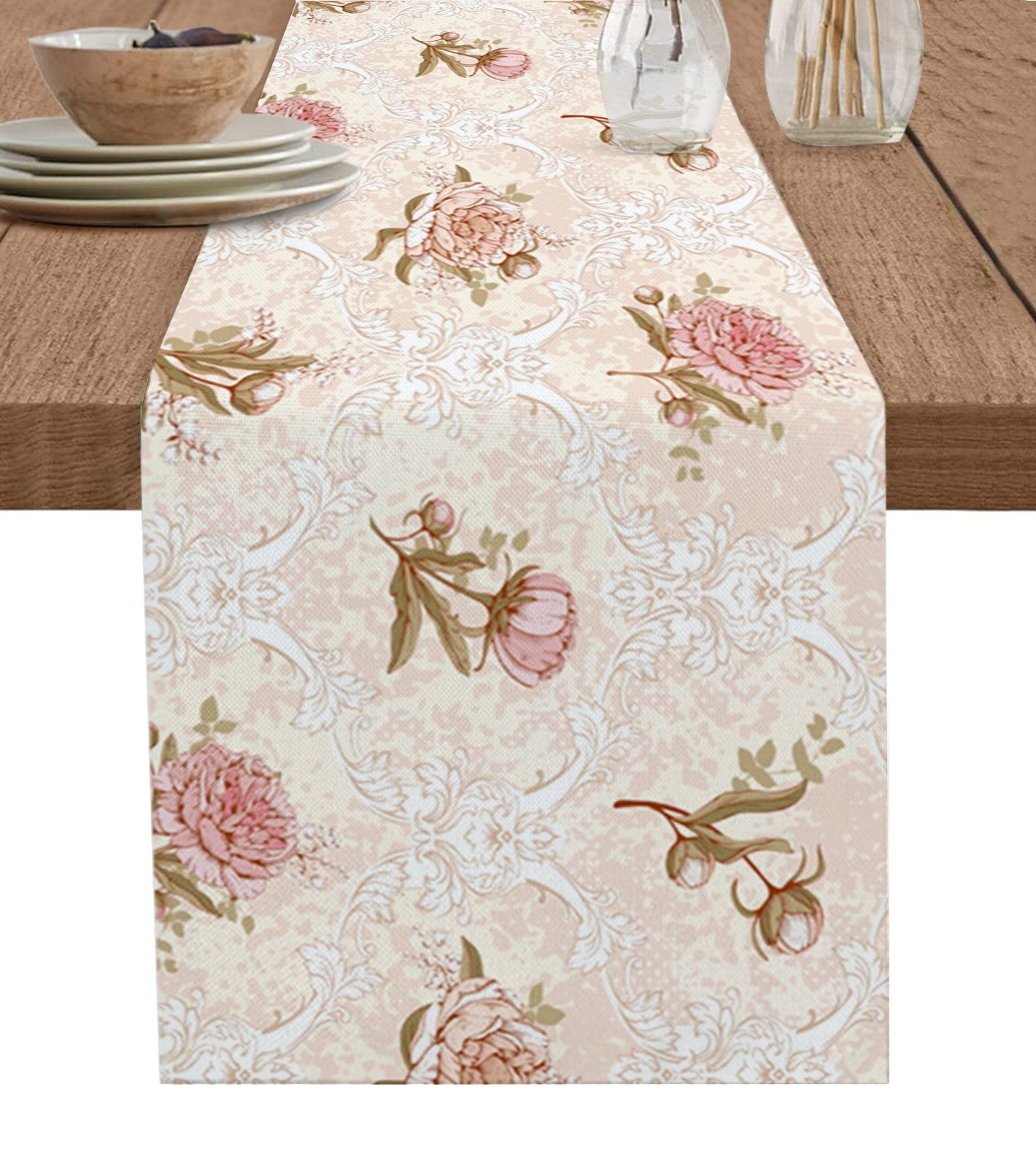 Frangipani Leaves Retro Table Runner Luxury Home Dining Table Coffee ...
