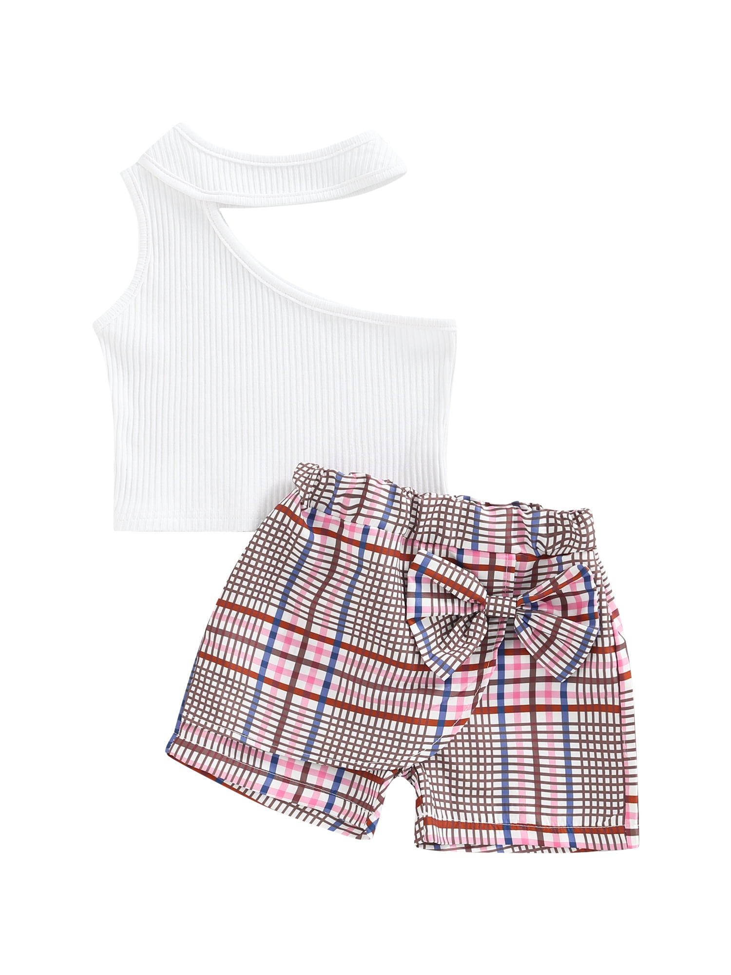 Franhais 2Pcs Little Girls Outfit, Toddlers Sweet Style Sloping ...