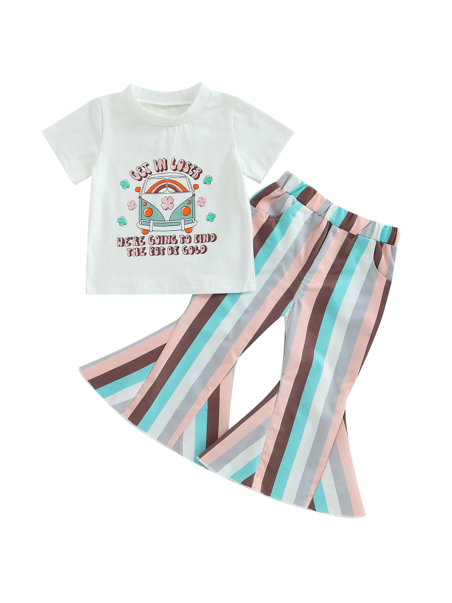 Franhais Baby Girl 2Pcs Summer Outfits, Short Sleeve Bus Letter Print ...