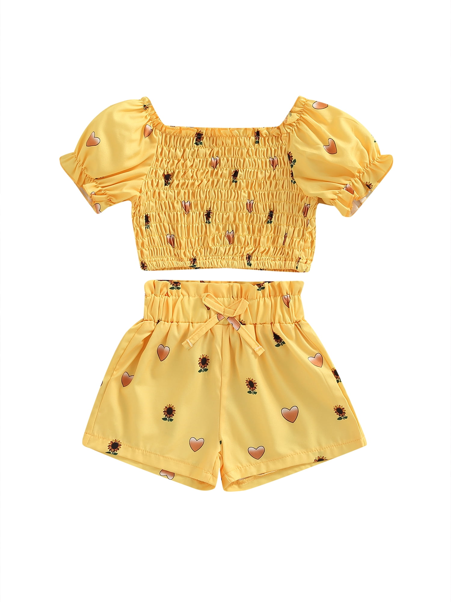 Franhais Baby Girl Summer Clothes Set, Puff Short Sleeve Heart and ...