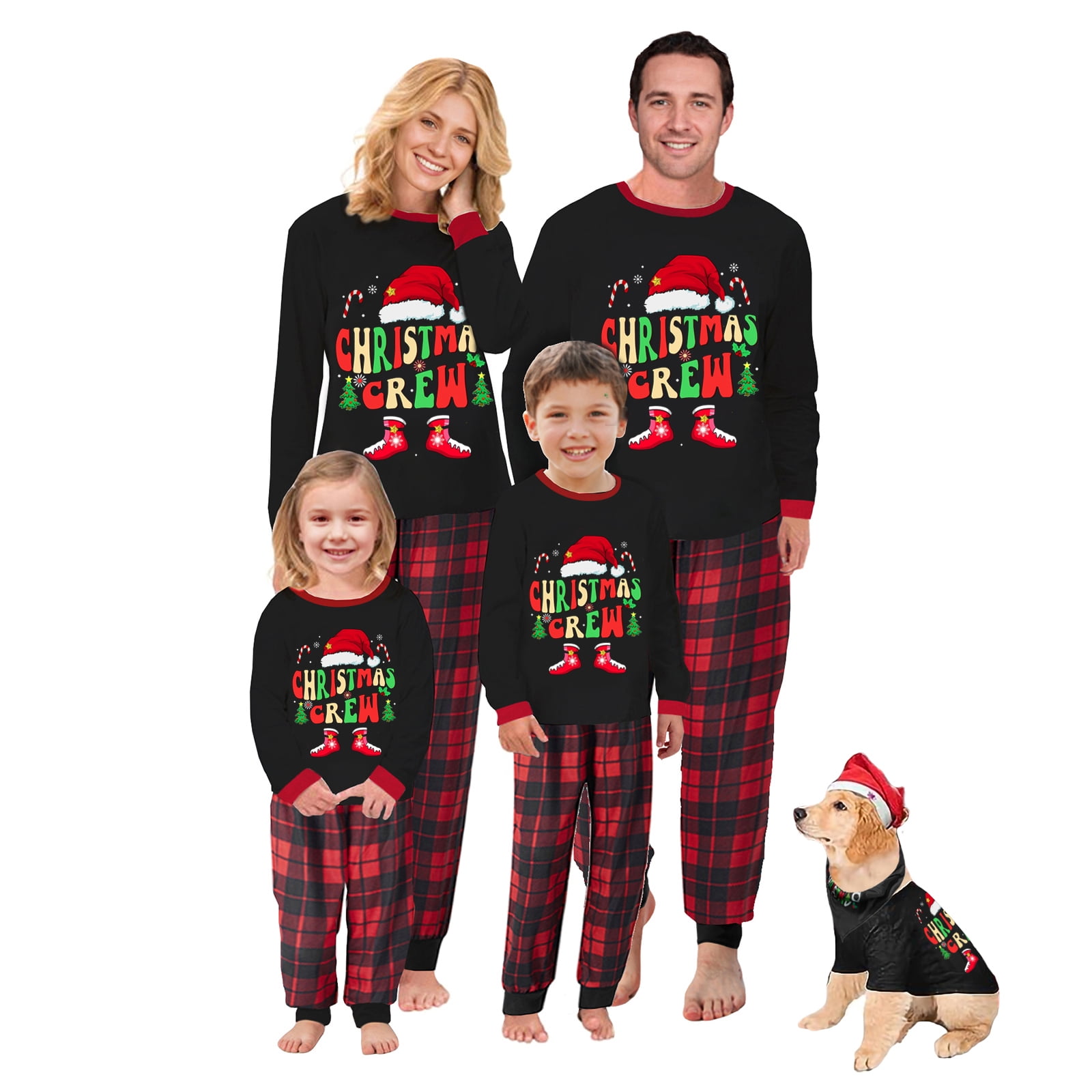 Franhais Christmas Family Pajamas Matching Set Letter Santa Hat Print ...