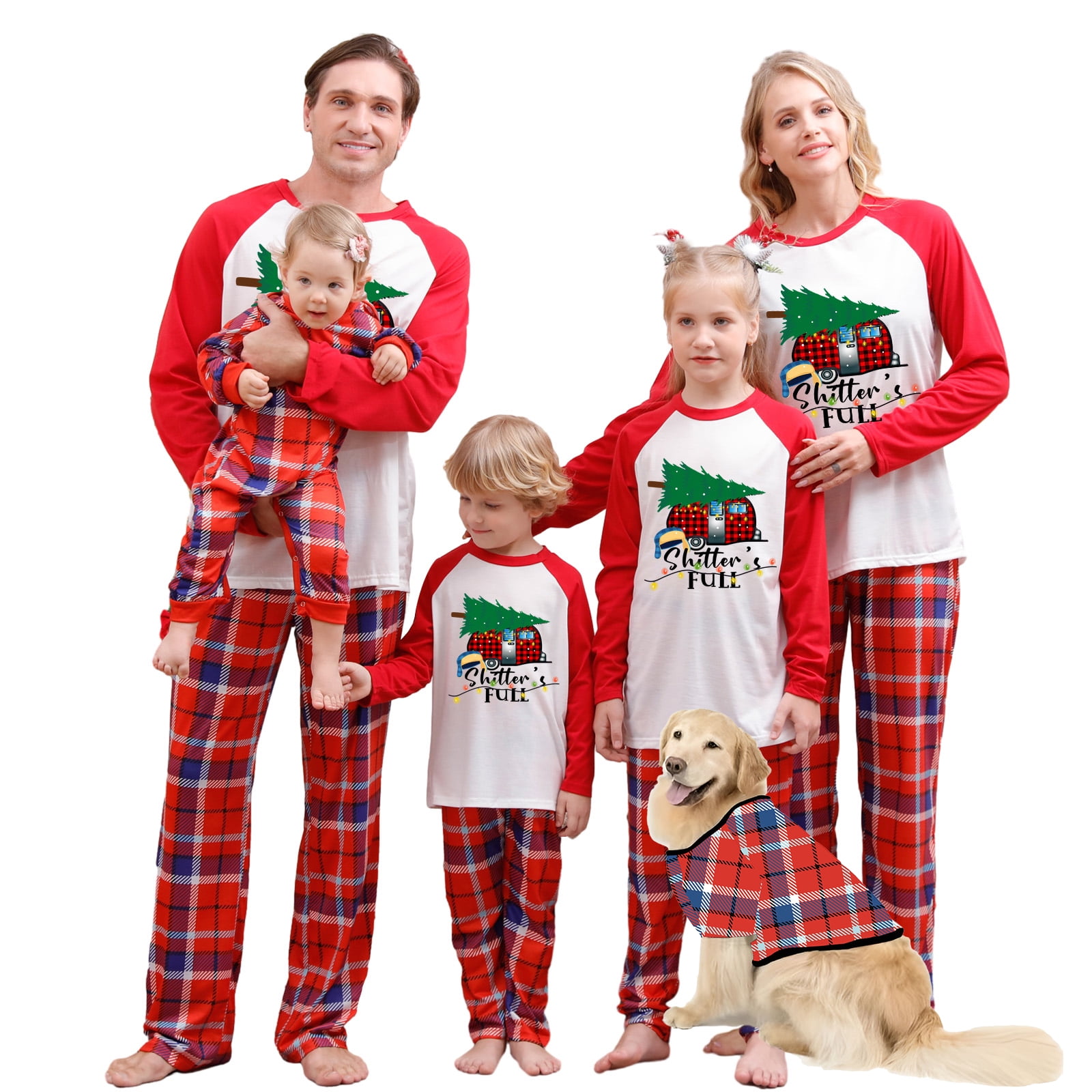 Franhais Christmas Pajamas for Family Long Sleeve Tree Car Print Tops ...