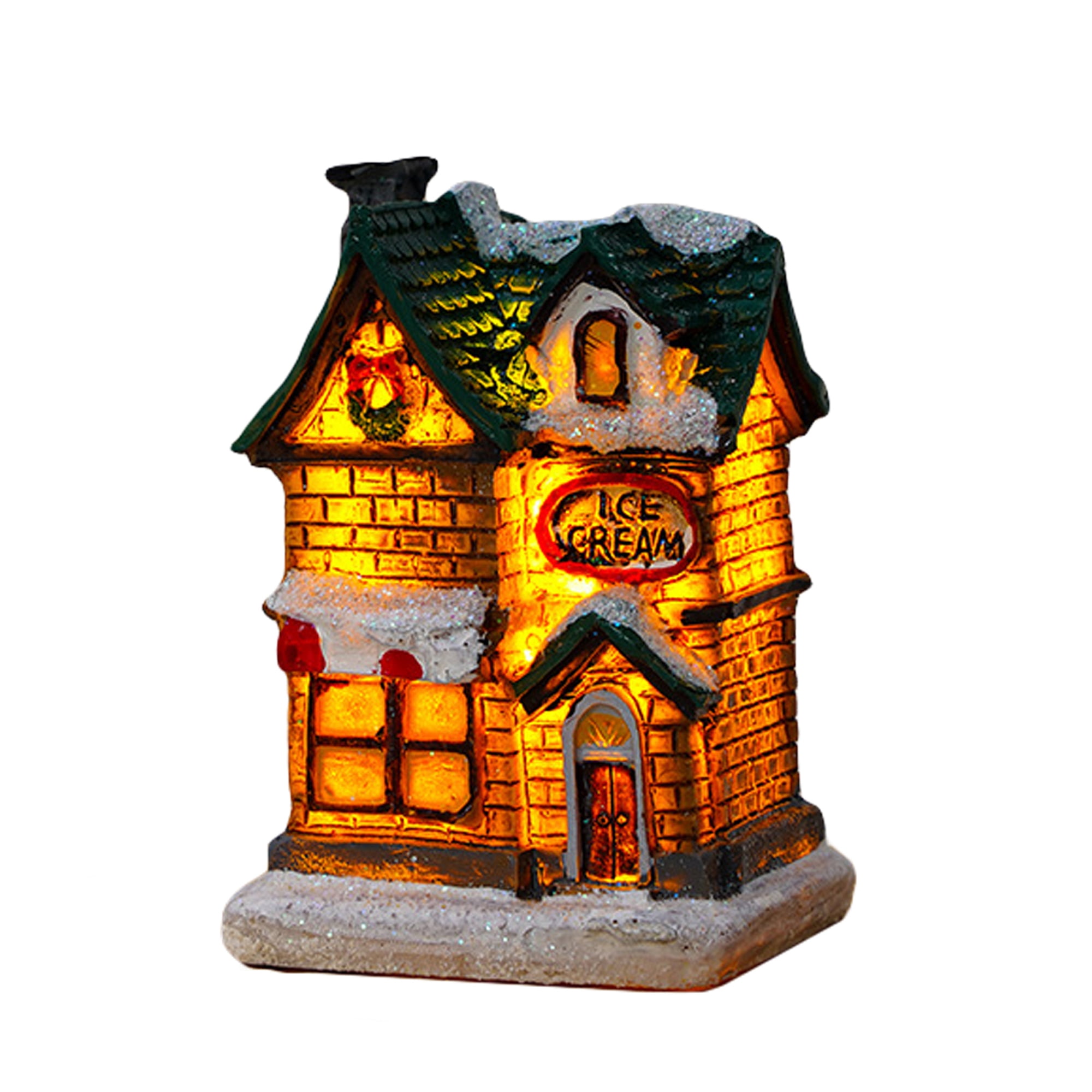 Franhais Christmas Village Houses Cute LED Light Up Snow House Scene ...