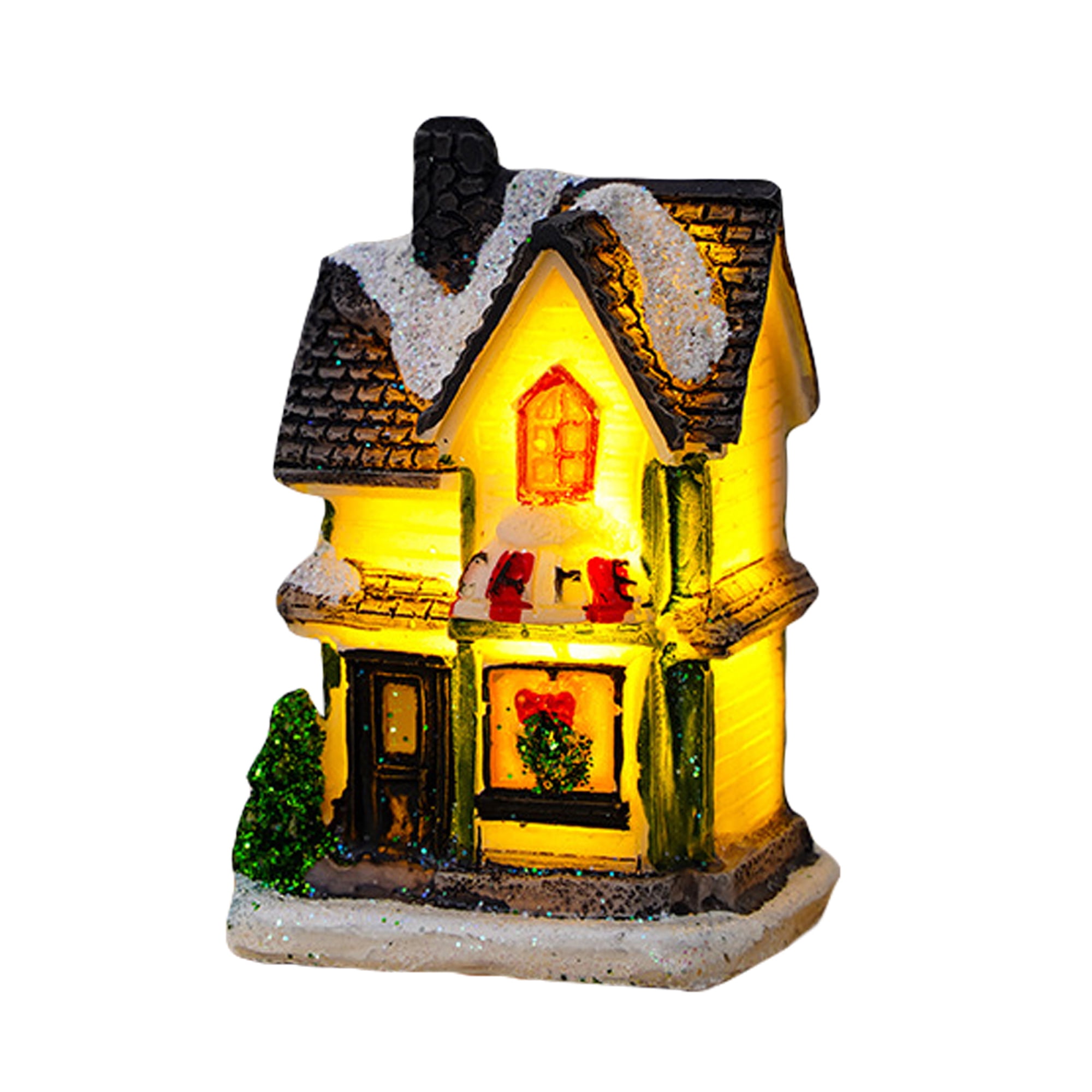 Franhais Christmas Village Houses Cute LED Light Up Snow House Scene ...