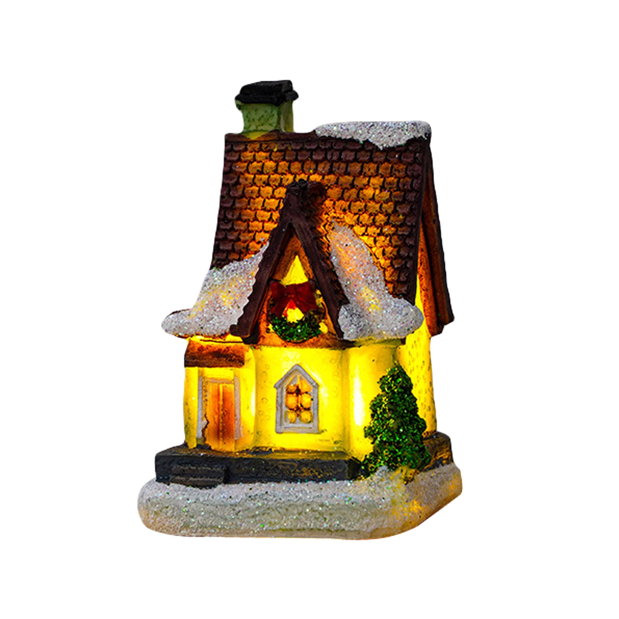 Franhais Christmas Village Houses Cute LED Light Up Snow House Scene ...