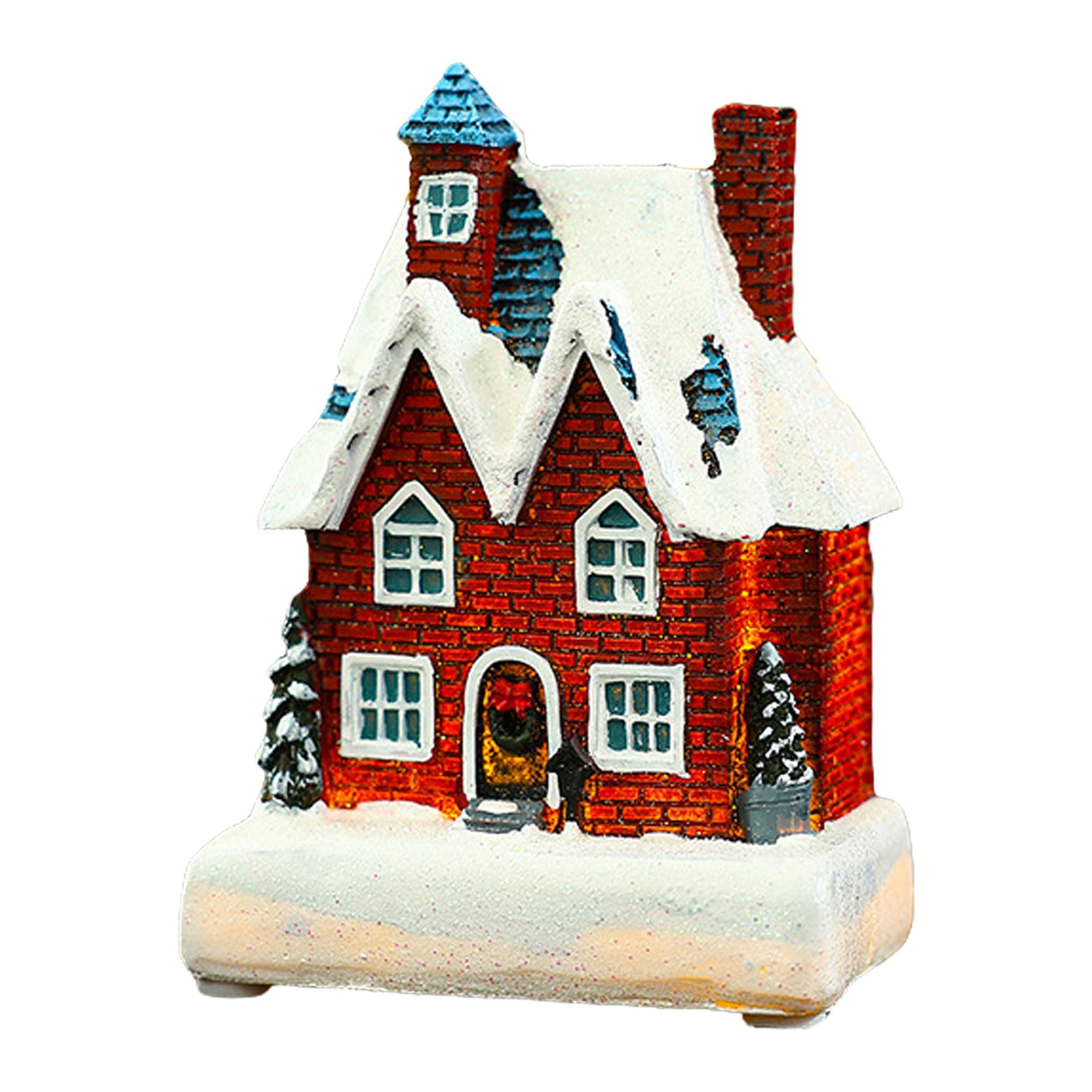 Franhais Christmas Village Houses Cute LED Light Up Snow House Scene ...