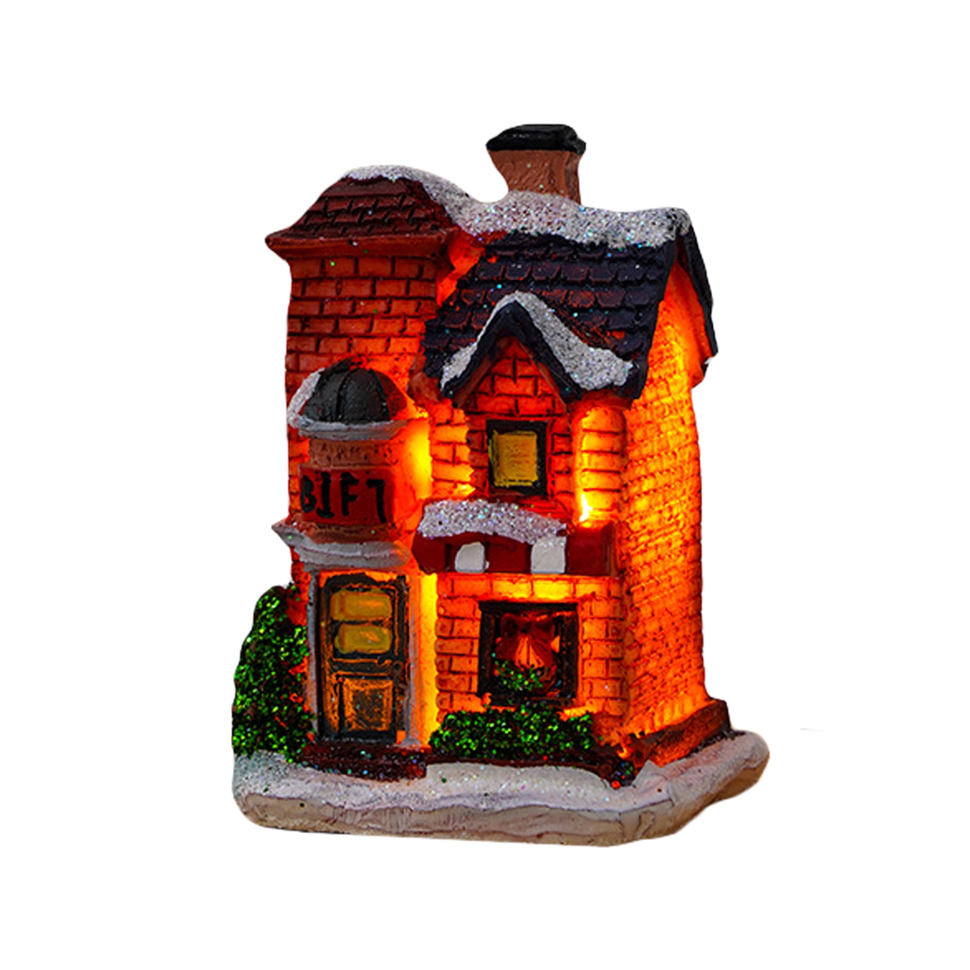 Franhais Christmas Village Houses Cute LED Light Up Snow House Scene ...