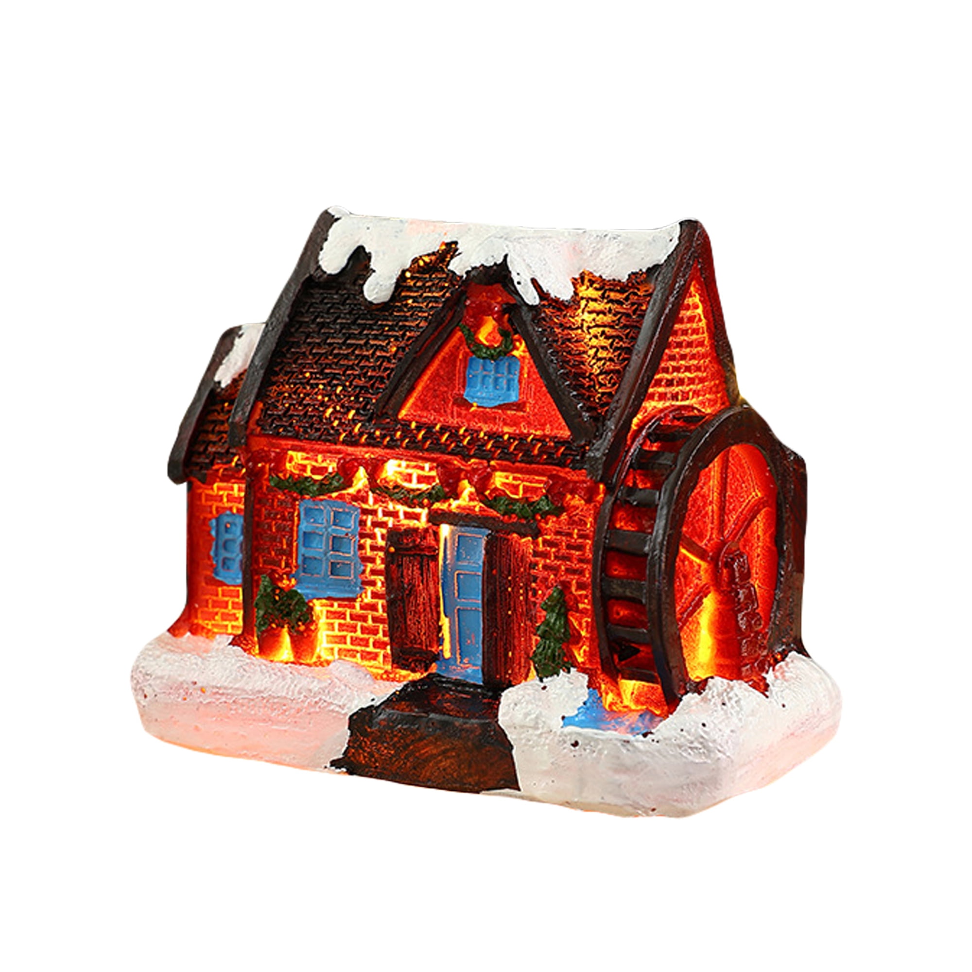 Franhais Christmas Village Houses Cute LED Light Up Snow House Scene ...
