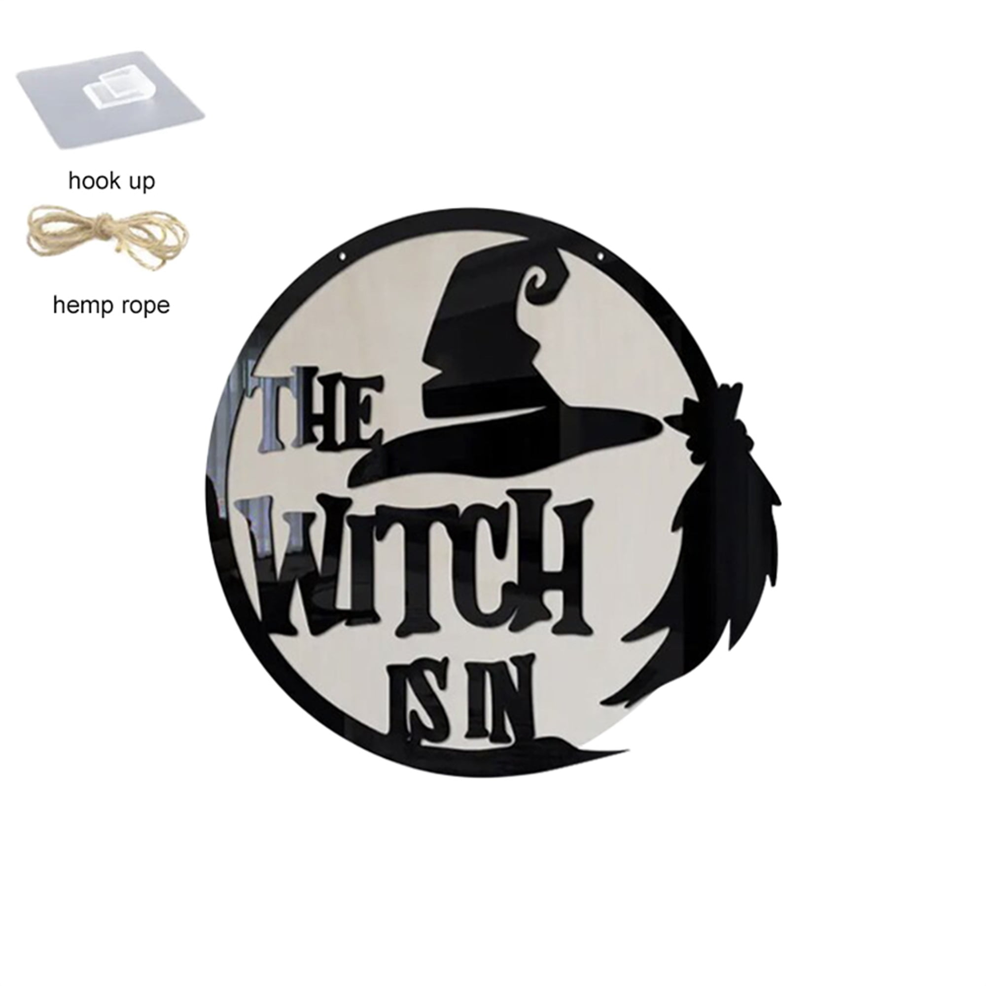 Franhais Halloween Door Sign Hanging Wooden Witch Bat Spider Sign for ...