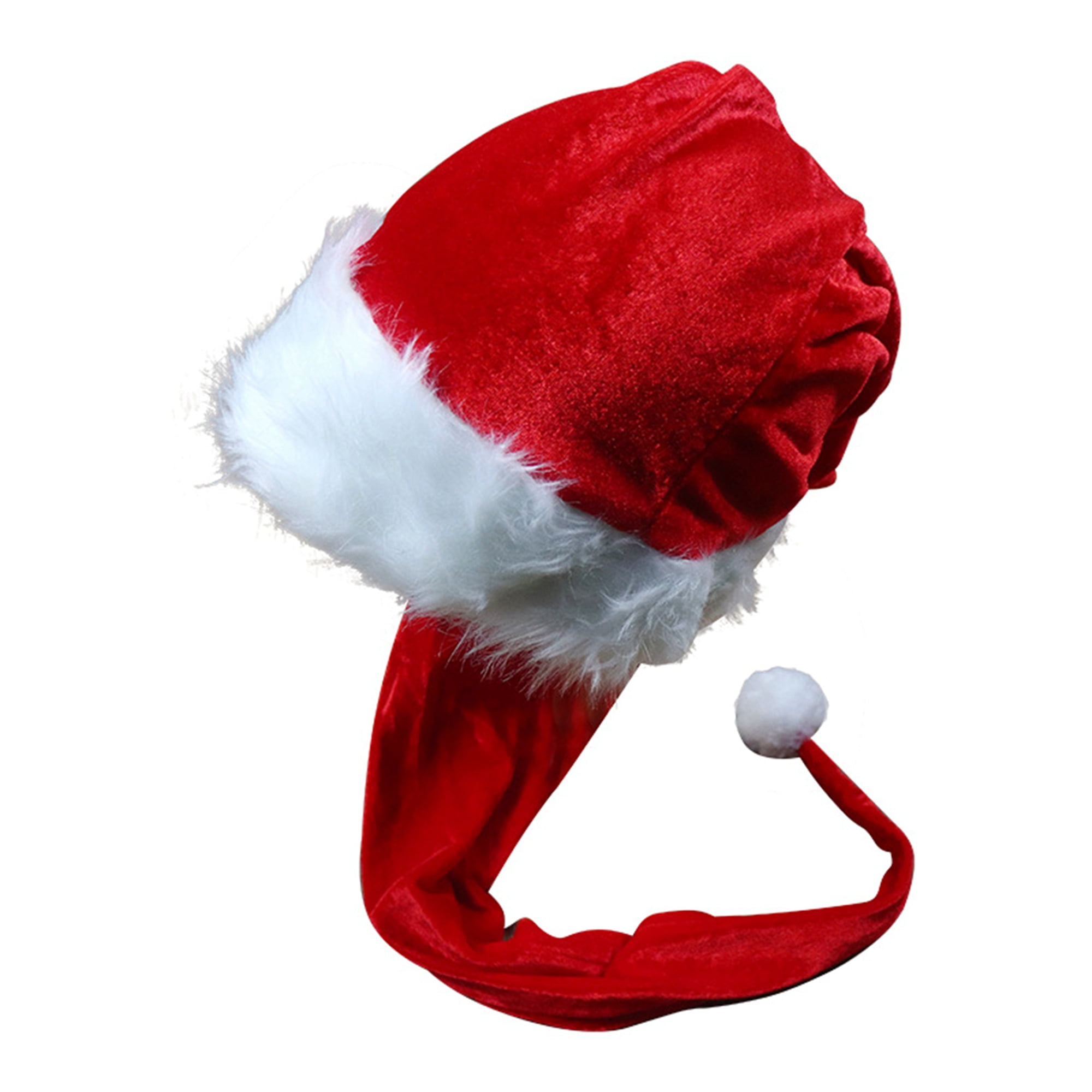 Franhais Long Santa Hats for Adults Red Velvet Contrast Color Christmas ...