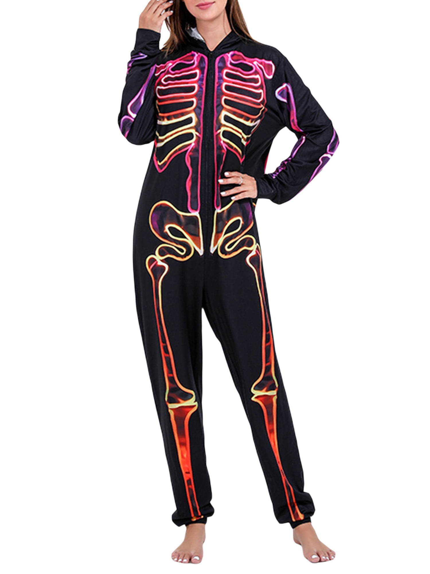 Franhais Parent-Child Halloween Jumpsuit Long Sleeve Zipper 3D Skull ...