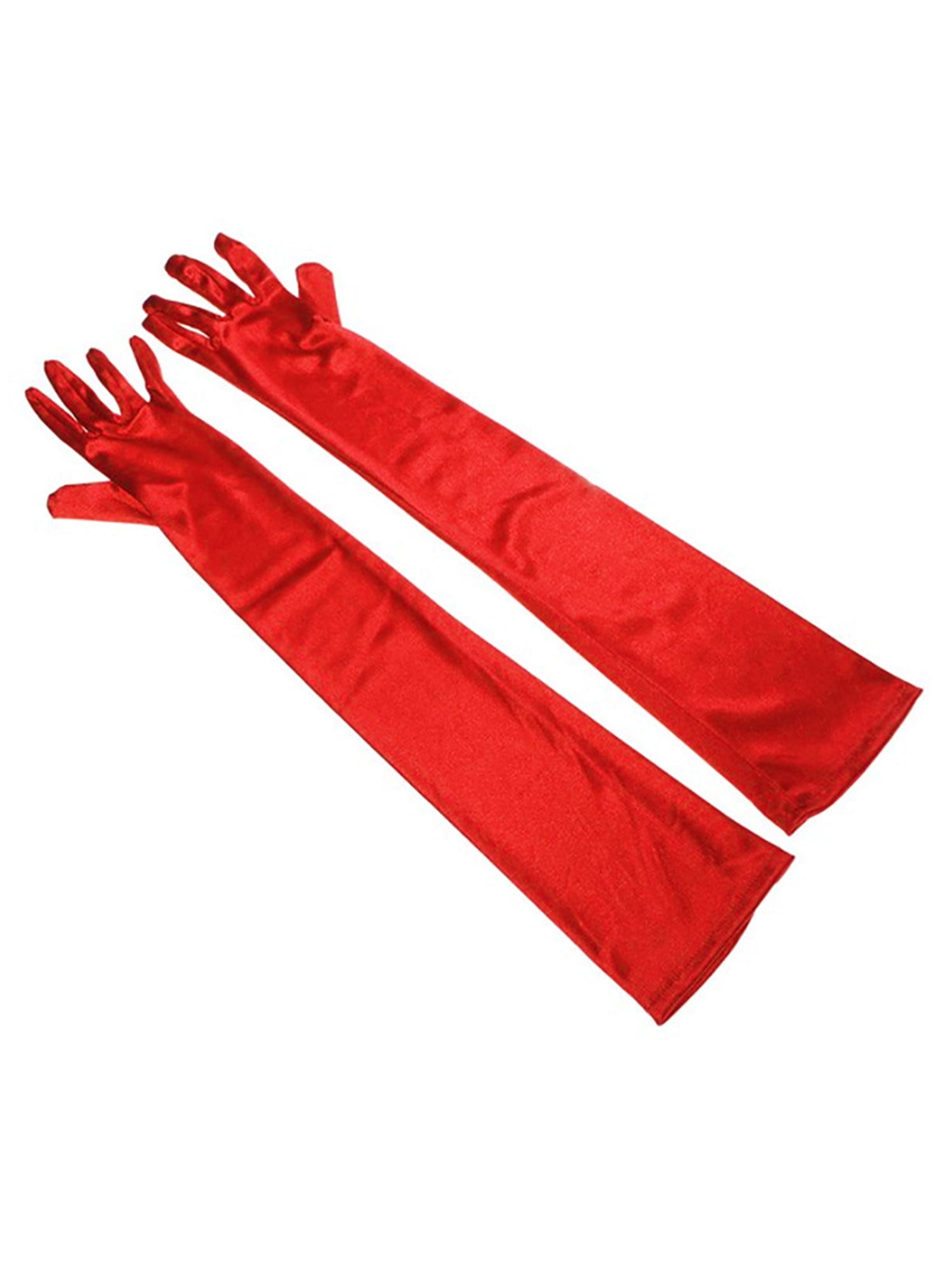 Franhais Satin Women Gloves, Long Solid Color Elbow Length Fancy Dress ...