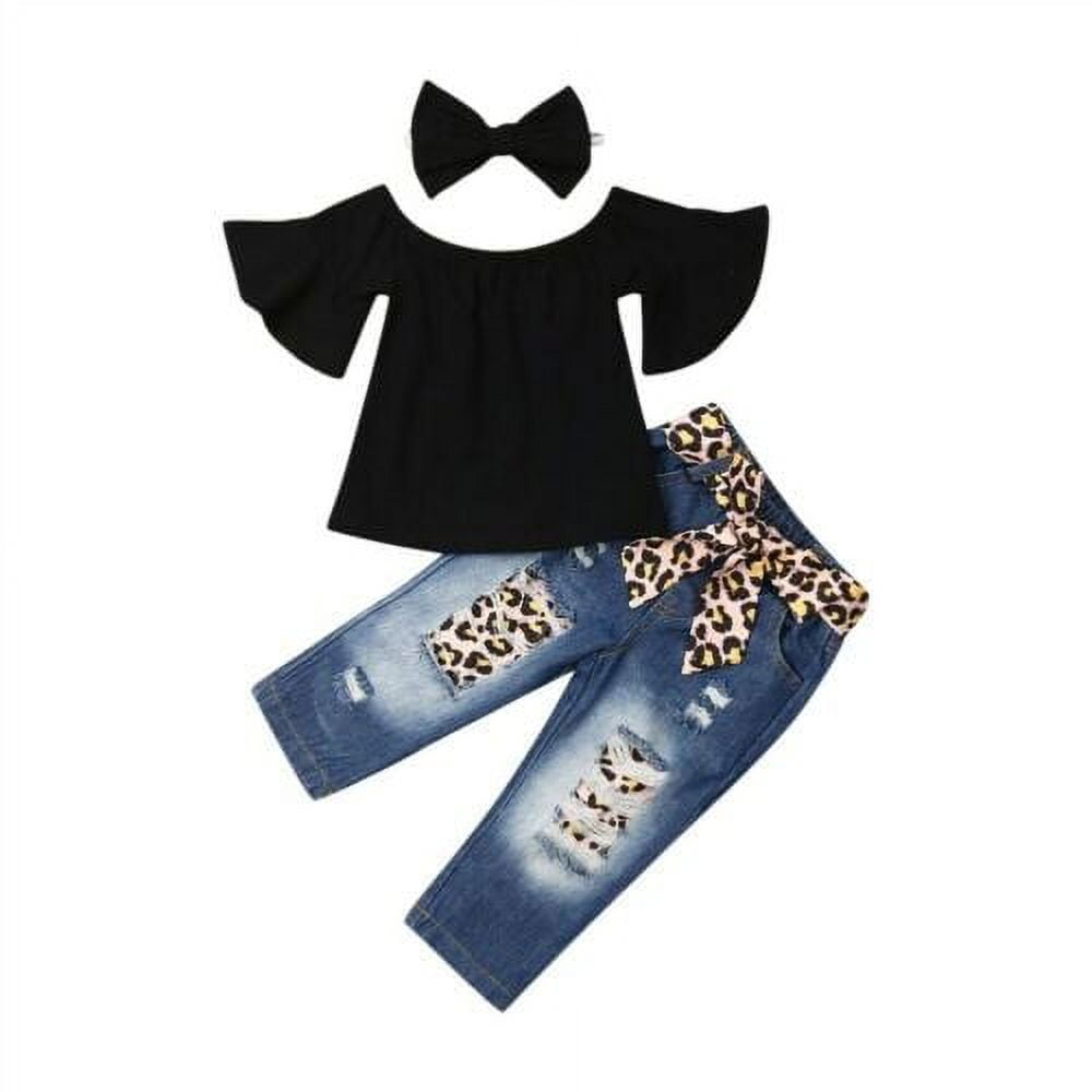 Franhais Summer Baby Girls 3Pcs Outfits, Off Shoulder Ruffle Top+Blue ...
