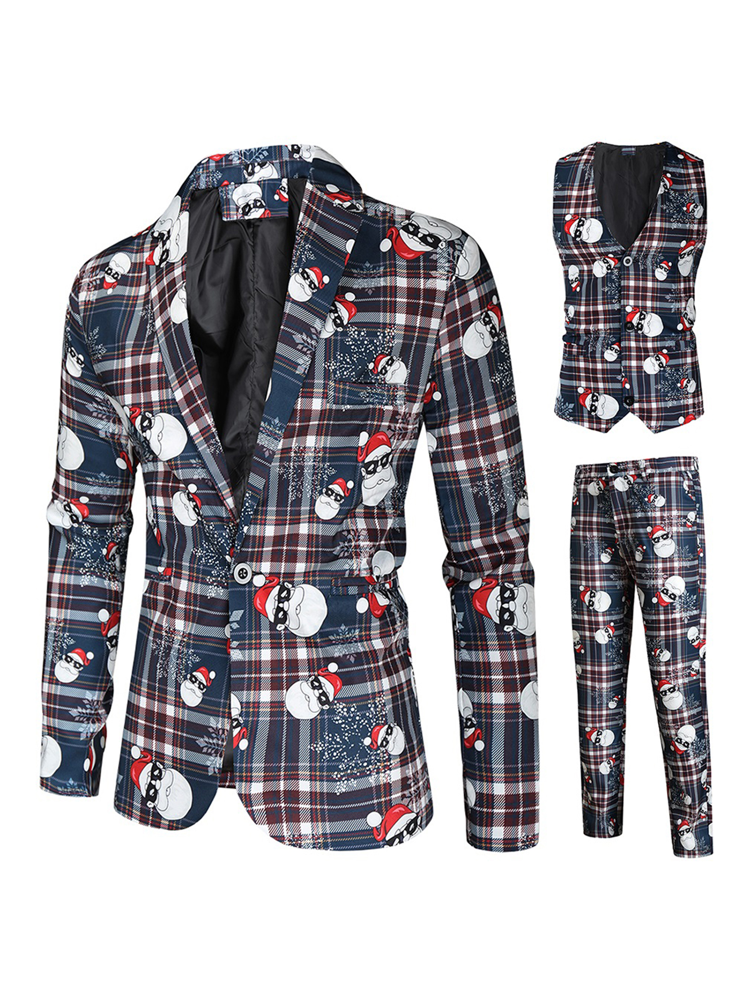 Franhais Tuxedo Suits for Men 3 Piece Regular Fit Suit Snowflake ...