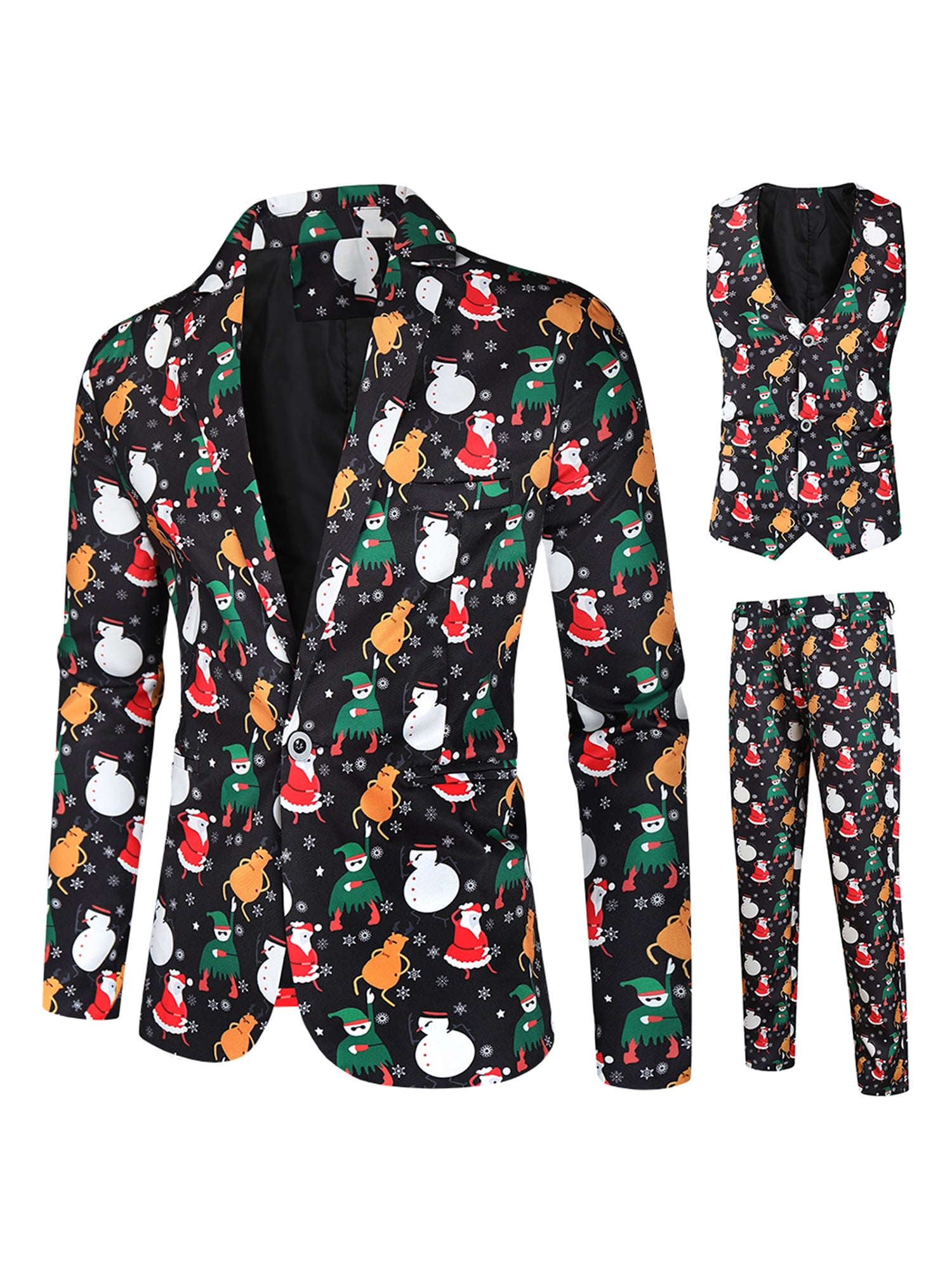 Franhais Tuxedo Suits for Men 3 Piece Regular Fit Suit Snowflake ...