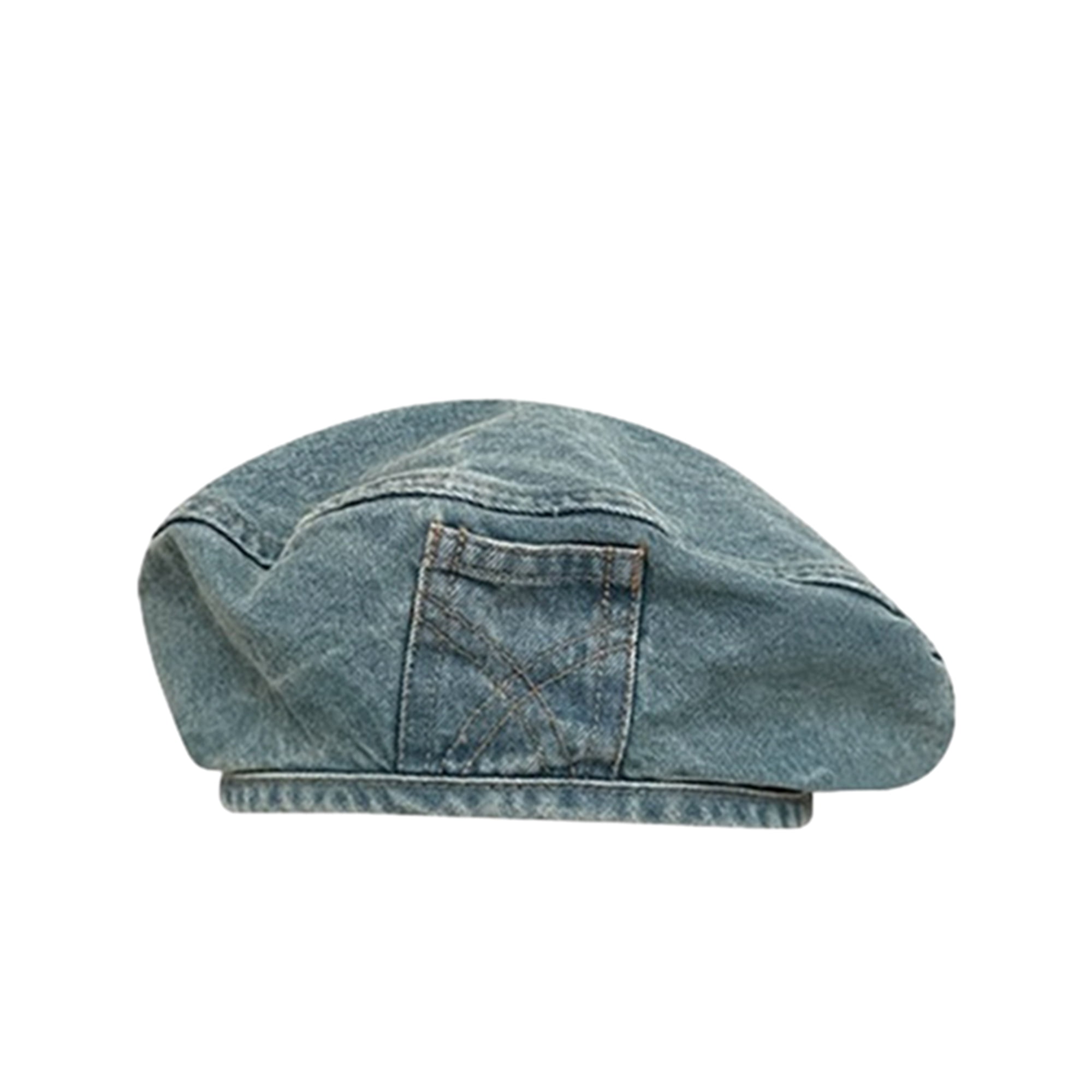 Franhais Women Washed Denim Beret Hat Classical Denim Beret with Peak ...