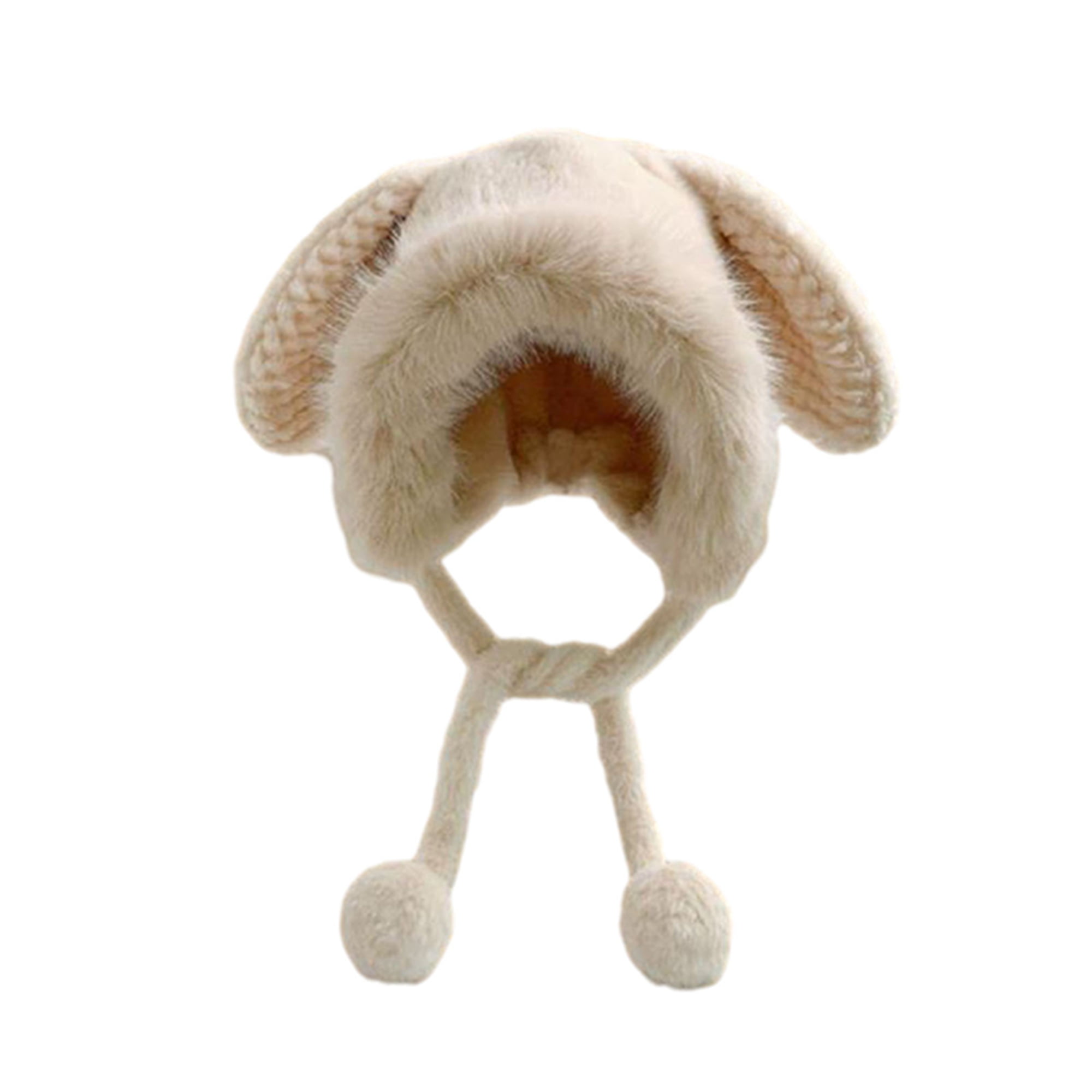 Franhais Women's Winter Fuzzy Hat with Rabbit Ear Warm Pom Beanie Caps ...