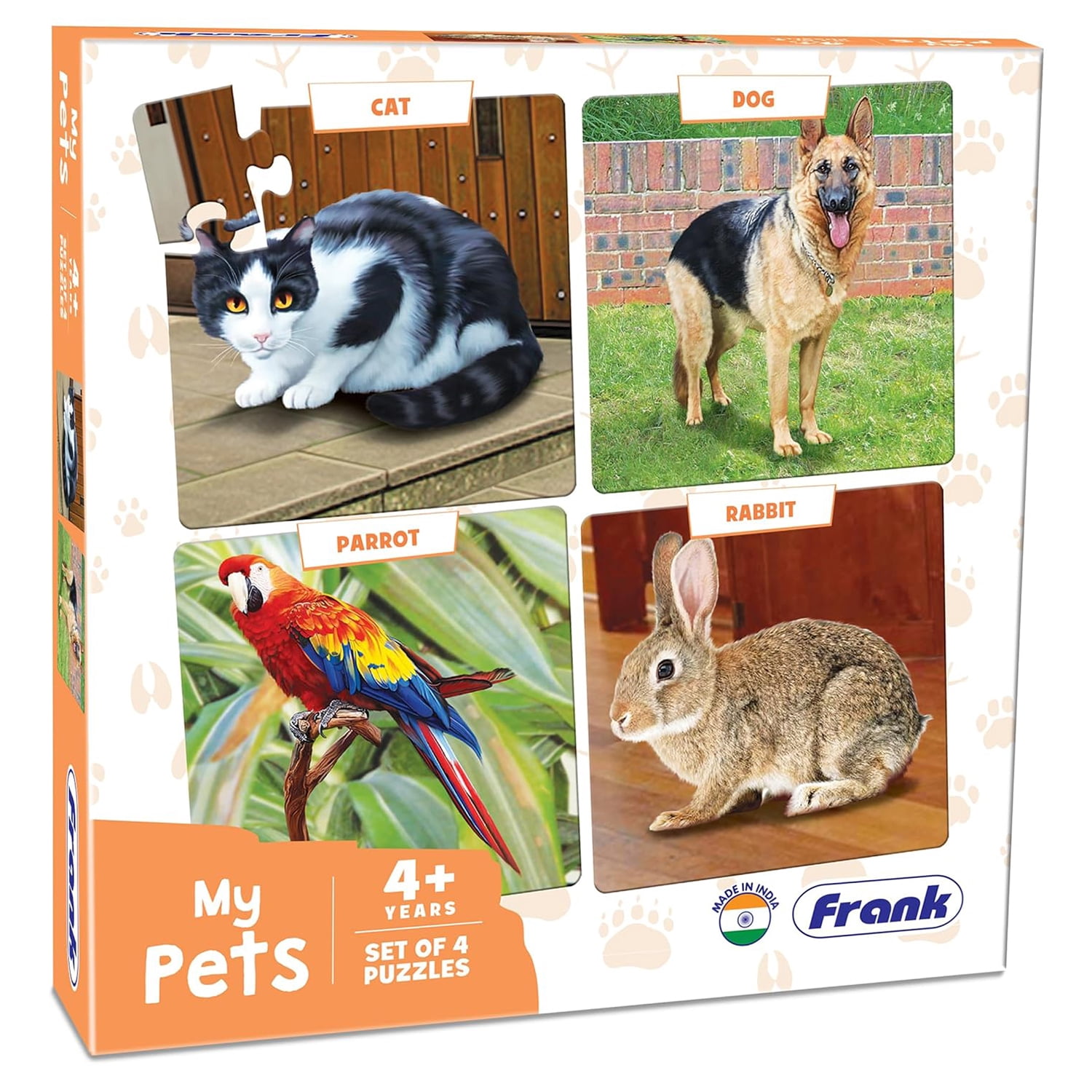 Frank Animal Puzzles for Kids - My Pets - Set of 4 Jigsaw Puzzles for ...
