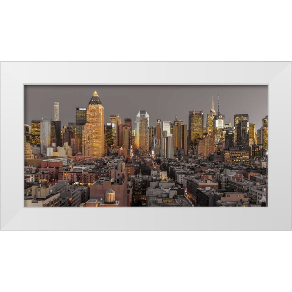 Frank, Assaf 14x9 White Modern Wood Framed Museum Art Print Titled - Lower Manhattan cityscape ...