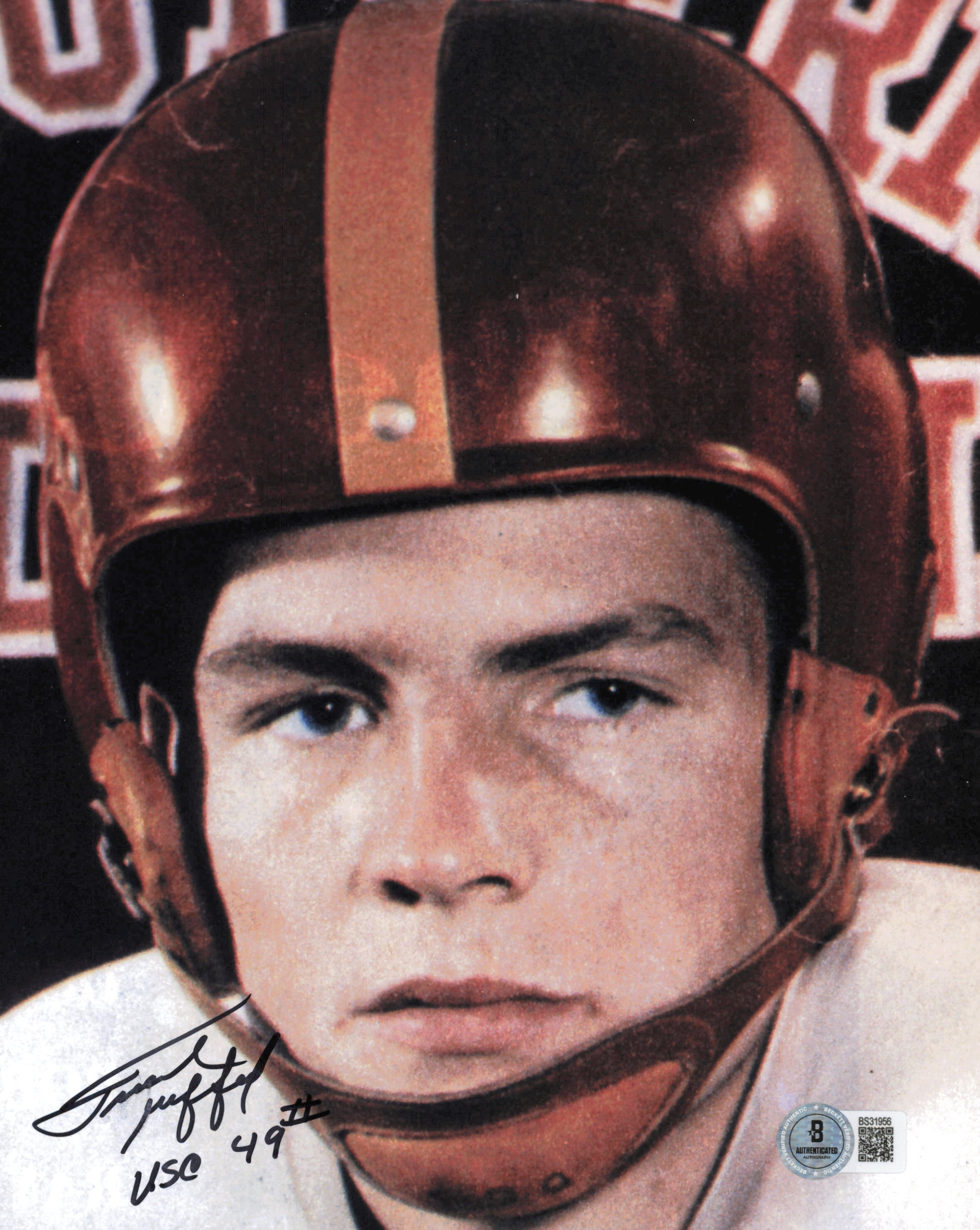 Frank Gifford Autographed 8x10 Photo USC "USC #49" Beckett BAS QR # ...
