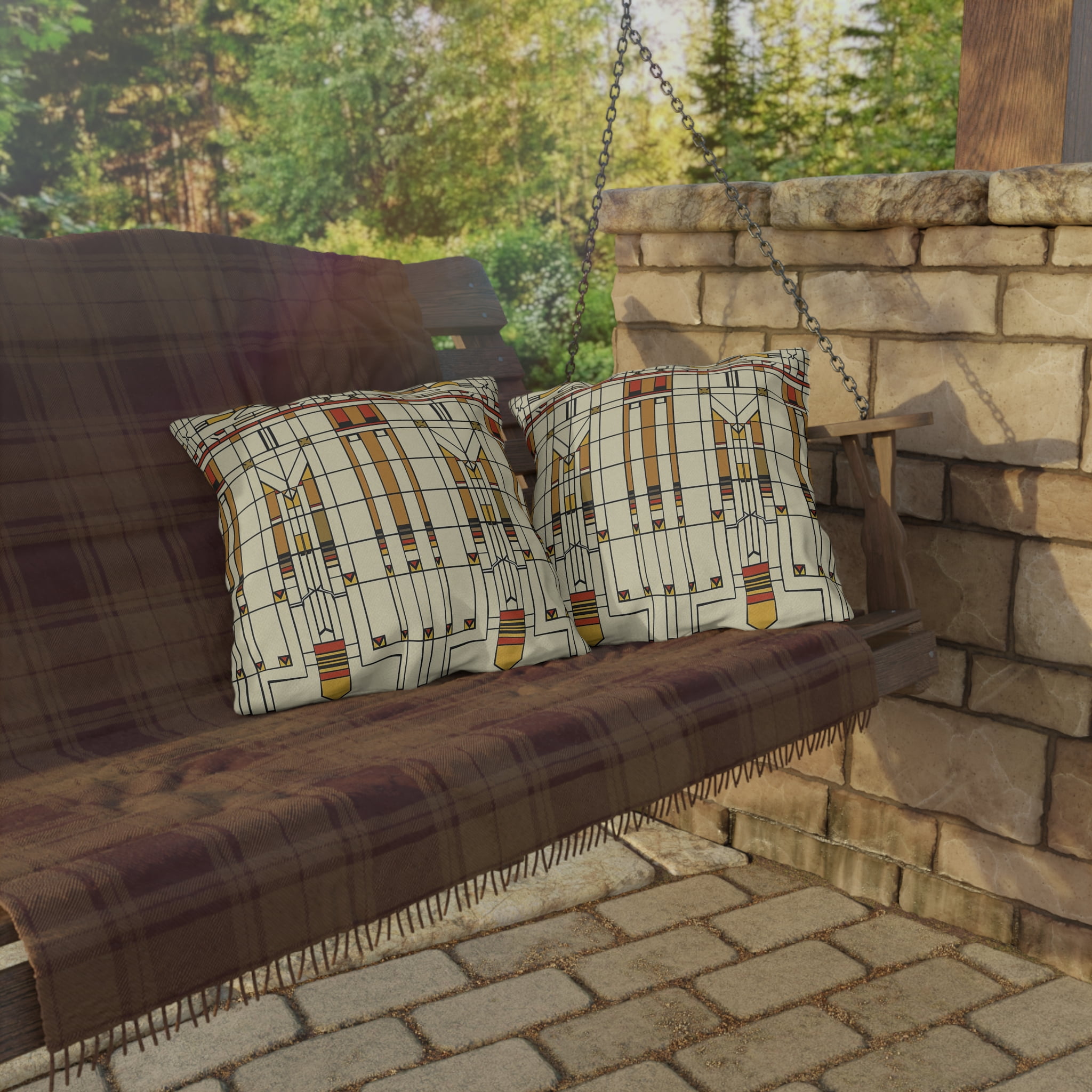 Frank Lloyd Wright Pillow, Abstract Architecture - Outdoor Pillow ...