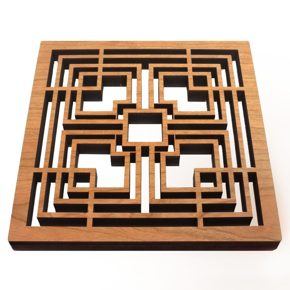 Frank Lloyd Wright Storer Textile Block Hardwood Trivet and Wall Decor ...