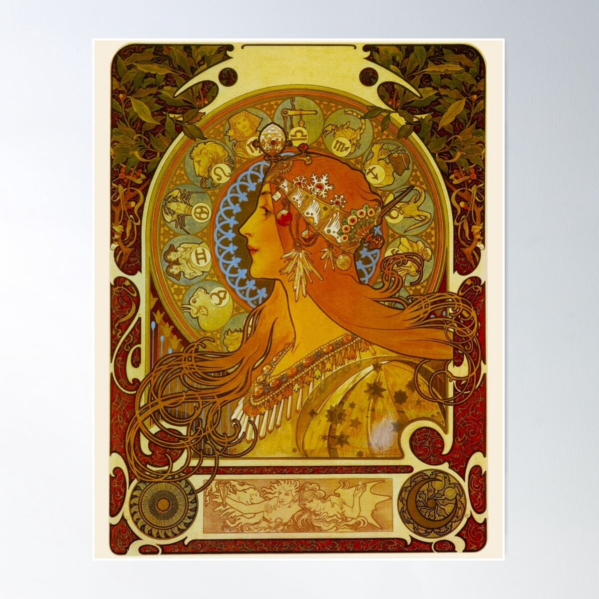 Frank Mccarthy - Alphonse Mucha - Zodiac, 1896 Poster Wall Art, Modern ...