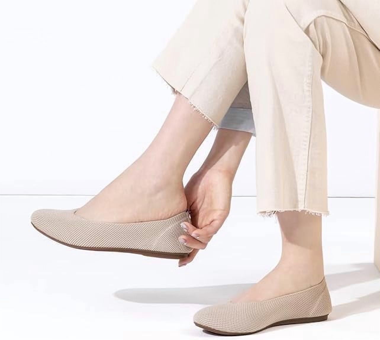 Flatgios Women's Ballet Flats, Knitted Dress Shoes, Round Toe Walking ...