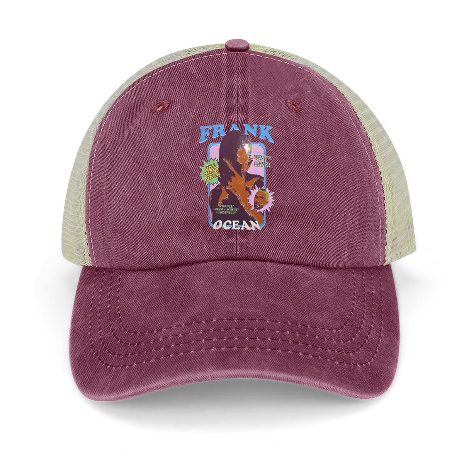 Frank Music And Ocean Sprightly Wine Red Cowboy Mesh Baseball Cap ...
