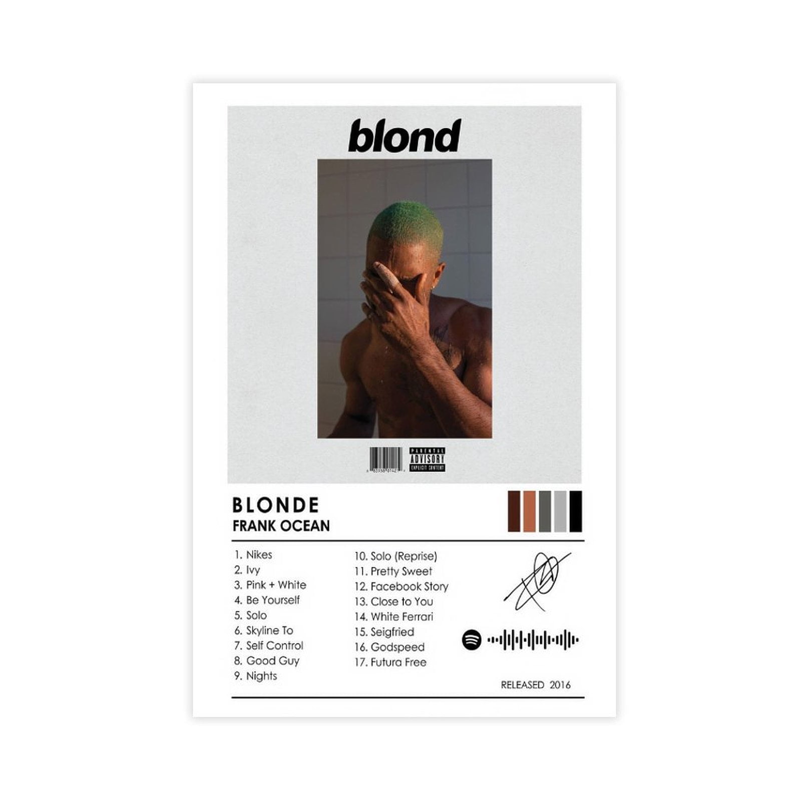 Frank Ocean BLONDE Album Cover Canvas Print - Minimalist Music Poster Wall Art - Gift for Music ...