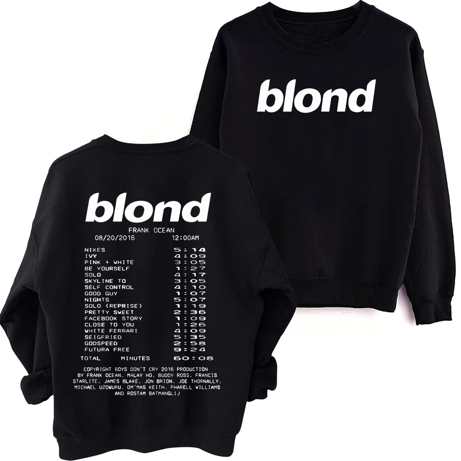 Frank Ocean Merch Blonde Sweatshirt Hoodie Man Woman Harajuku Hip Hop Round Neck Long Sleeve ...