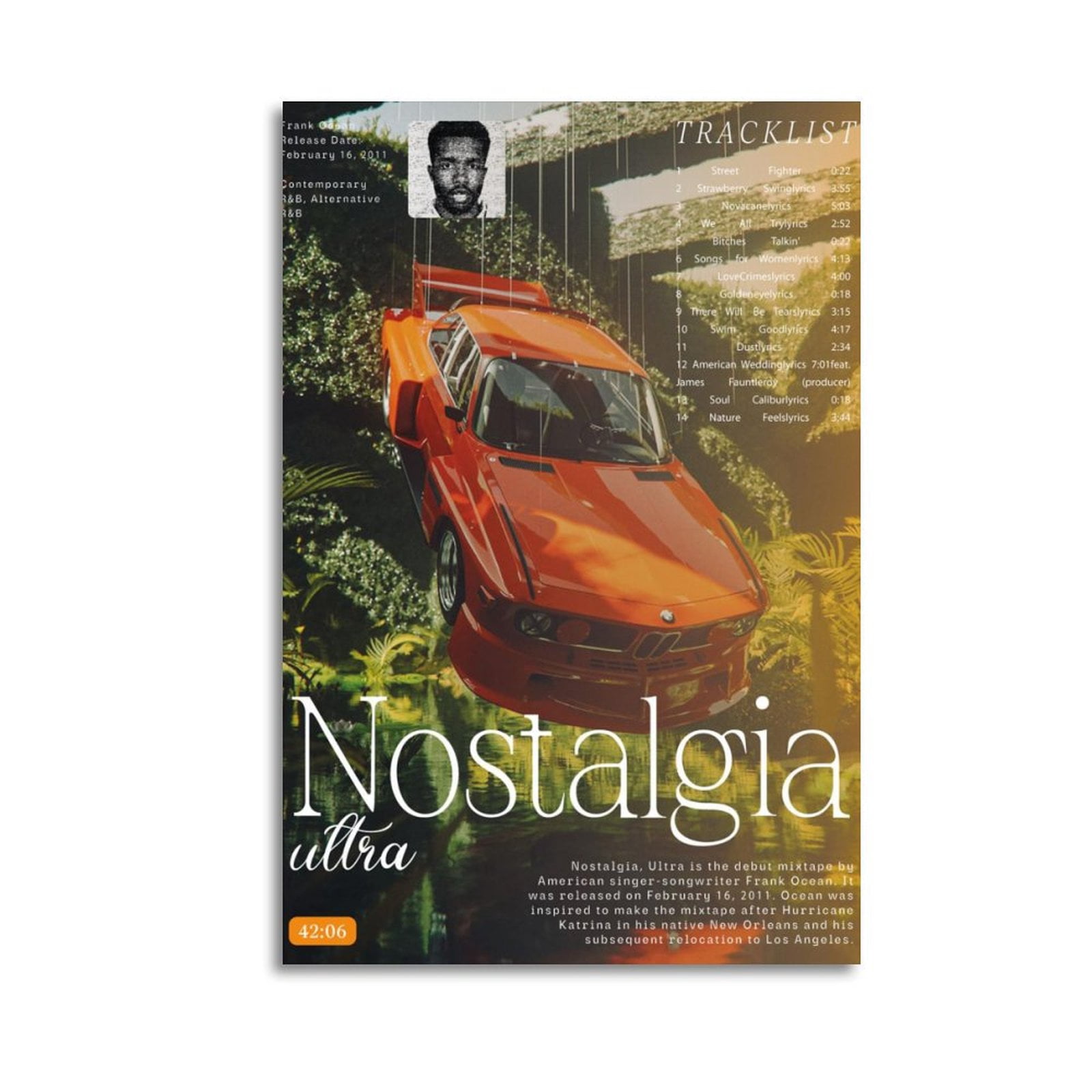 Frank Ocean Nostalgia, Ultra Poster Decoration Vibrant High-end Wall ...