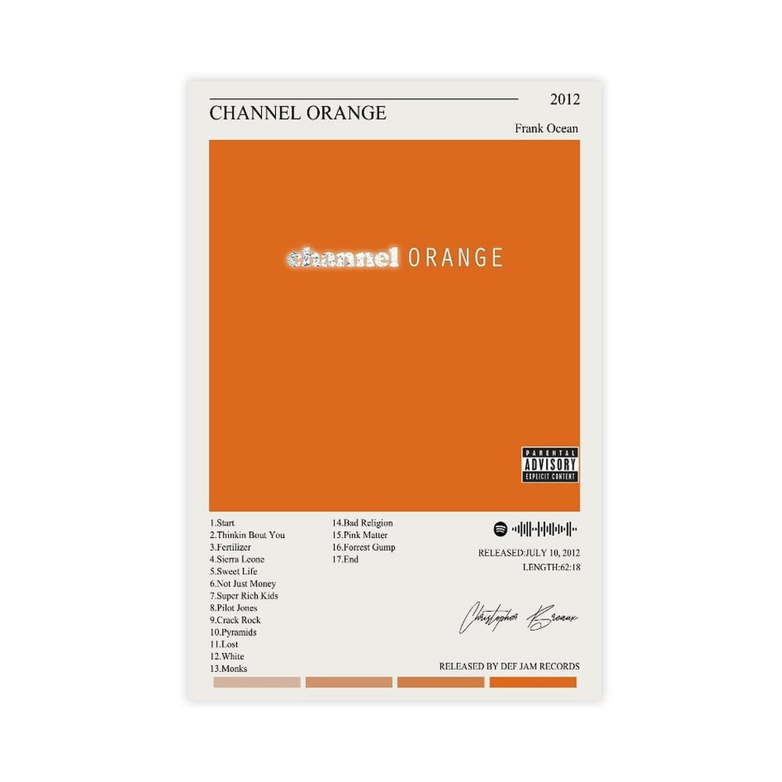 Frank Ocean Poster Channel Orange Album Cover Posters Rap Music Poster ...