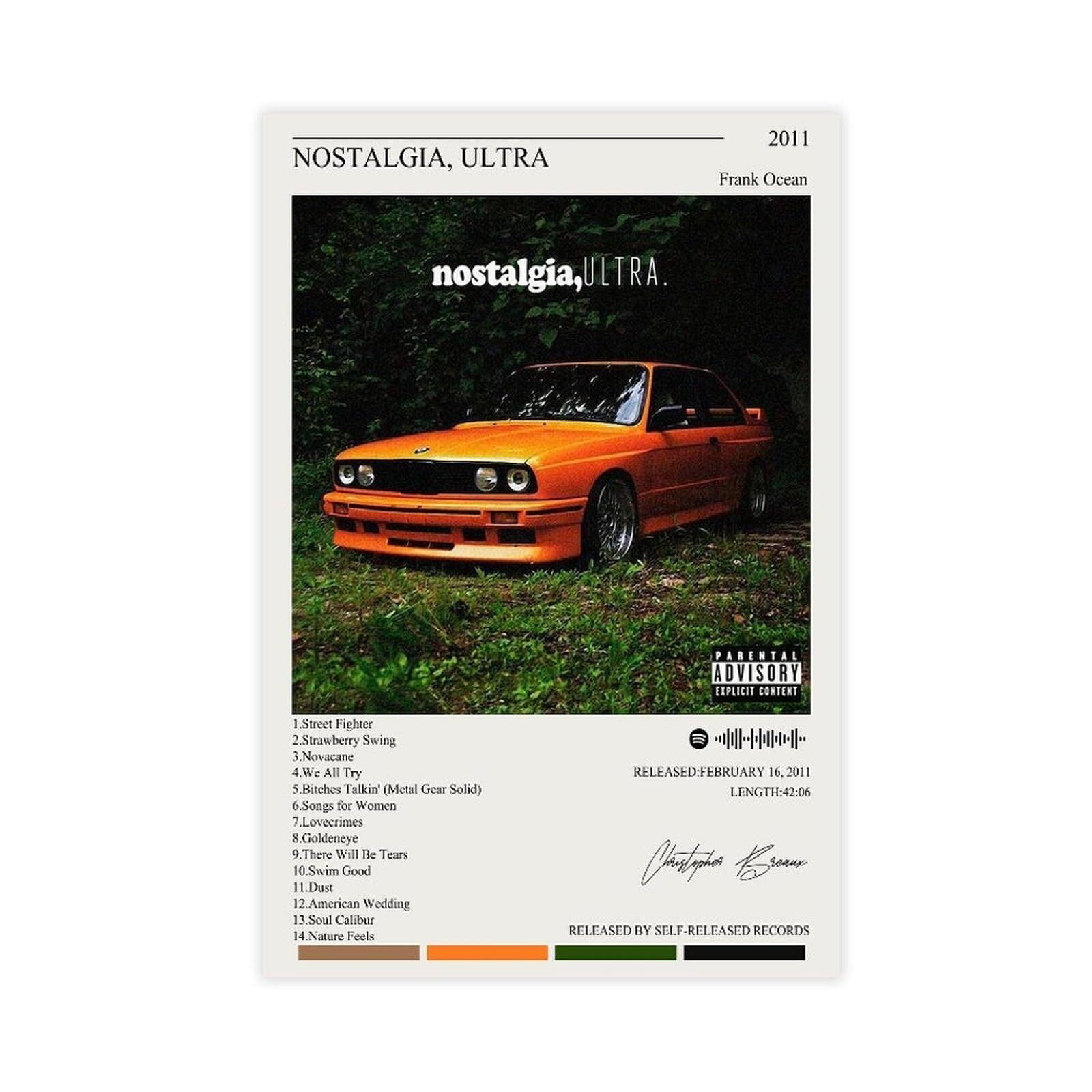 Frank Ocean Poster Nostalgia, Ultra Album Cover Posters Rap Music ...