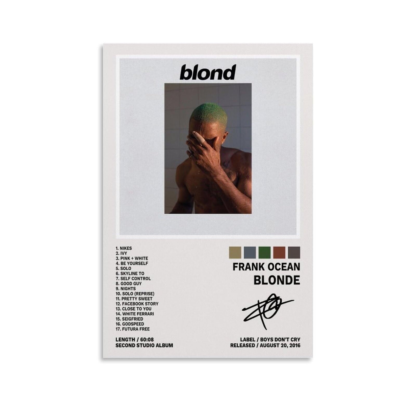 Frank Poster Ocean Blonde Album Cover Posters for Room Aesthetic Canvas ...