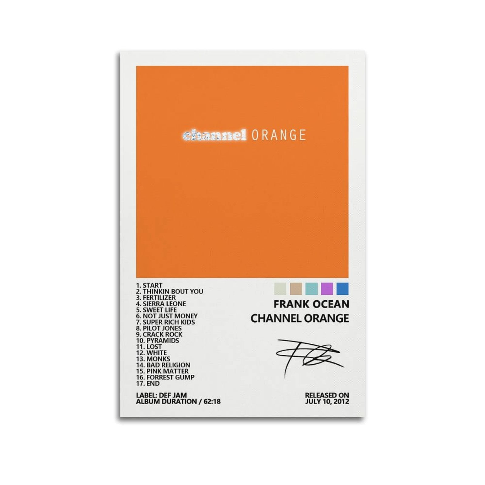 Frank Poster Ocean Channel Orange Music Album Cover Painting Vintage ...