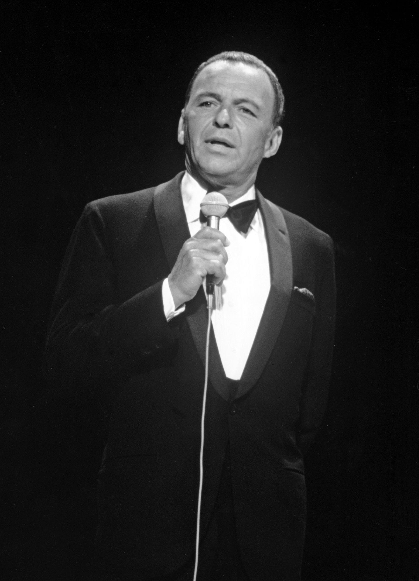 Frank Sinatra Holding Microphone and singing in Suit Photo Print (8 x ...