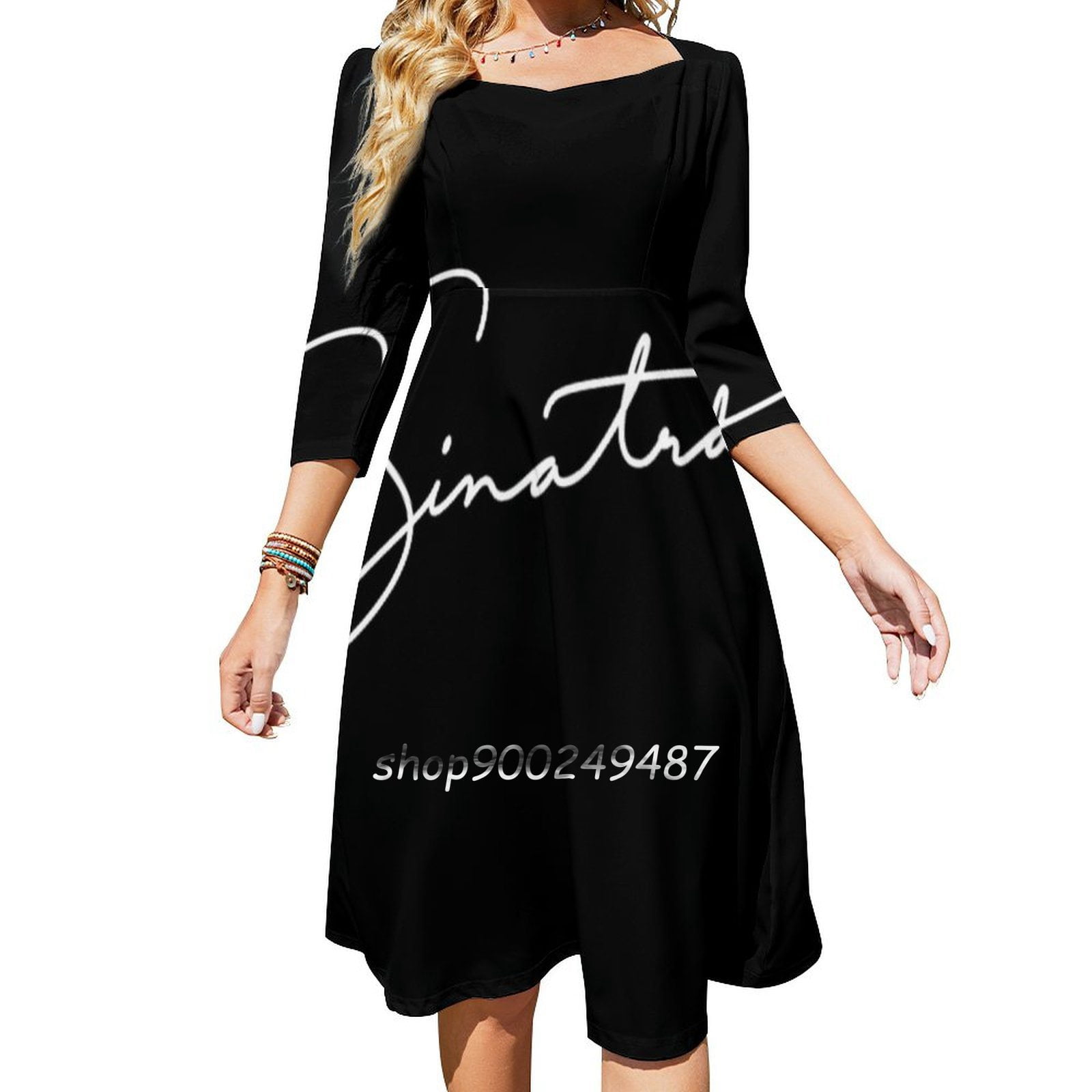 Frank Sinatra Sweetheart Knot Flared Dress Fashion Design Large Size ...